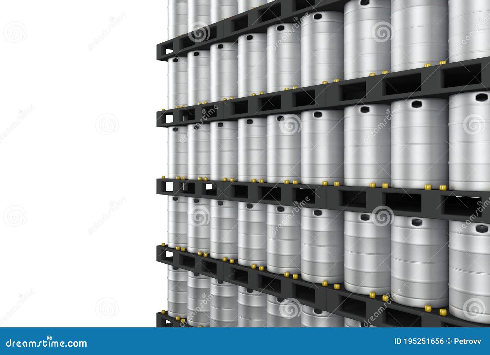 Wall of metal kegs stock illustration. Illustration of rendering ...