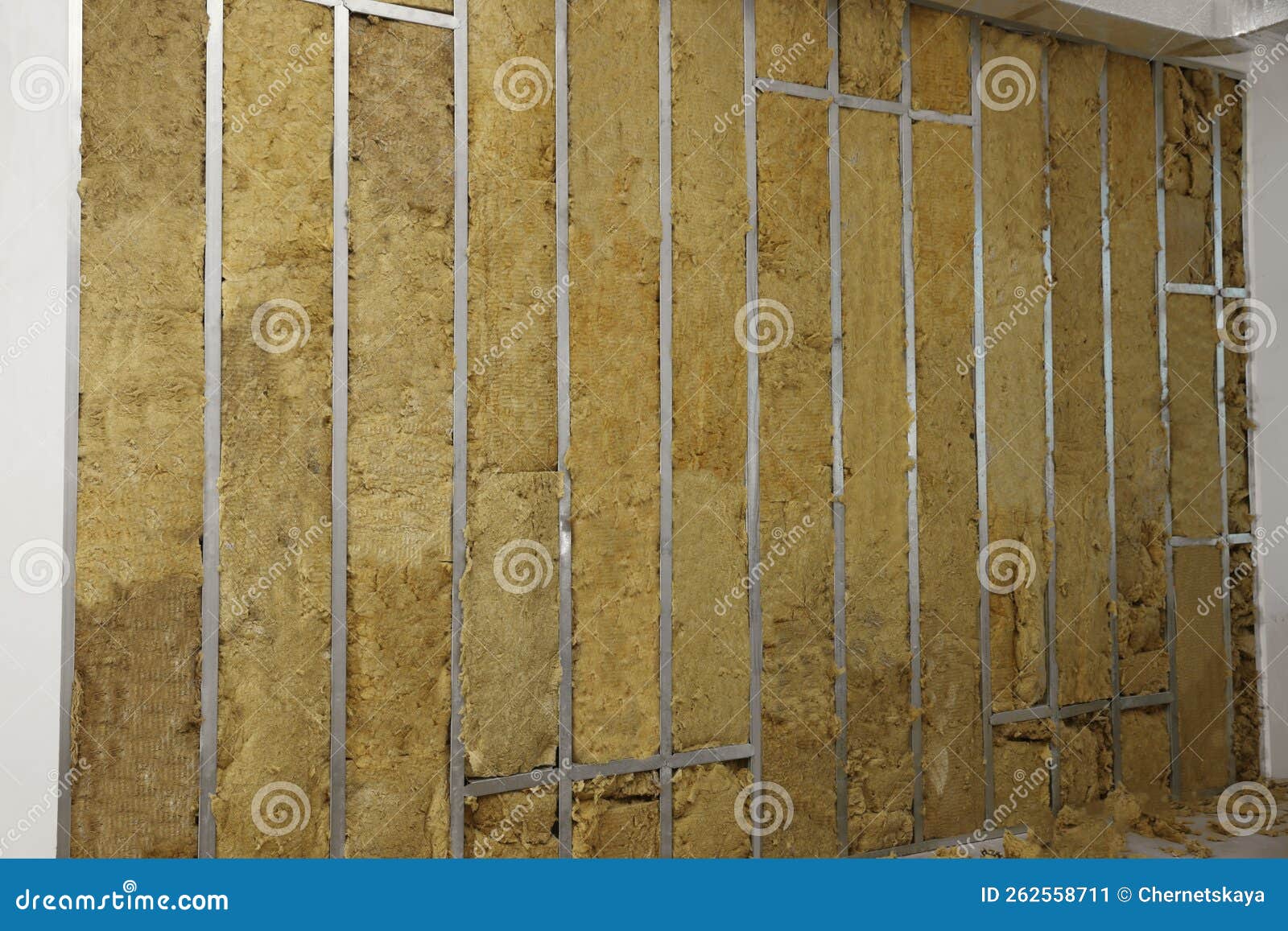 Wall with Metal Studs and Insulation Material Indoors Stock Image ...