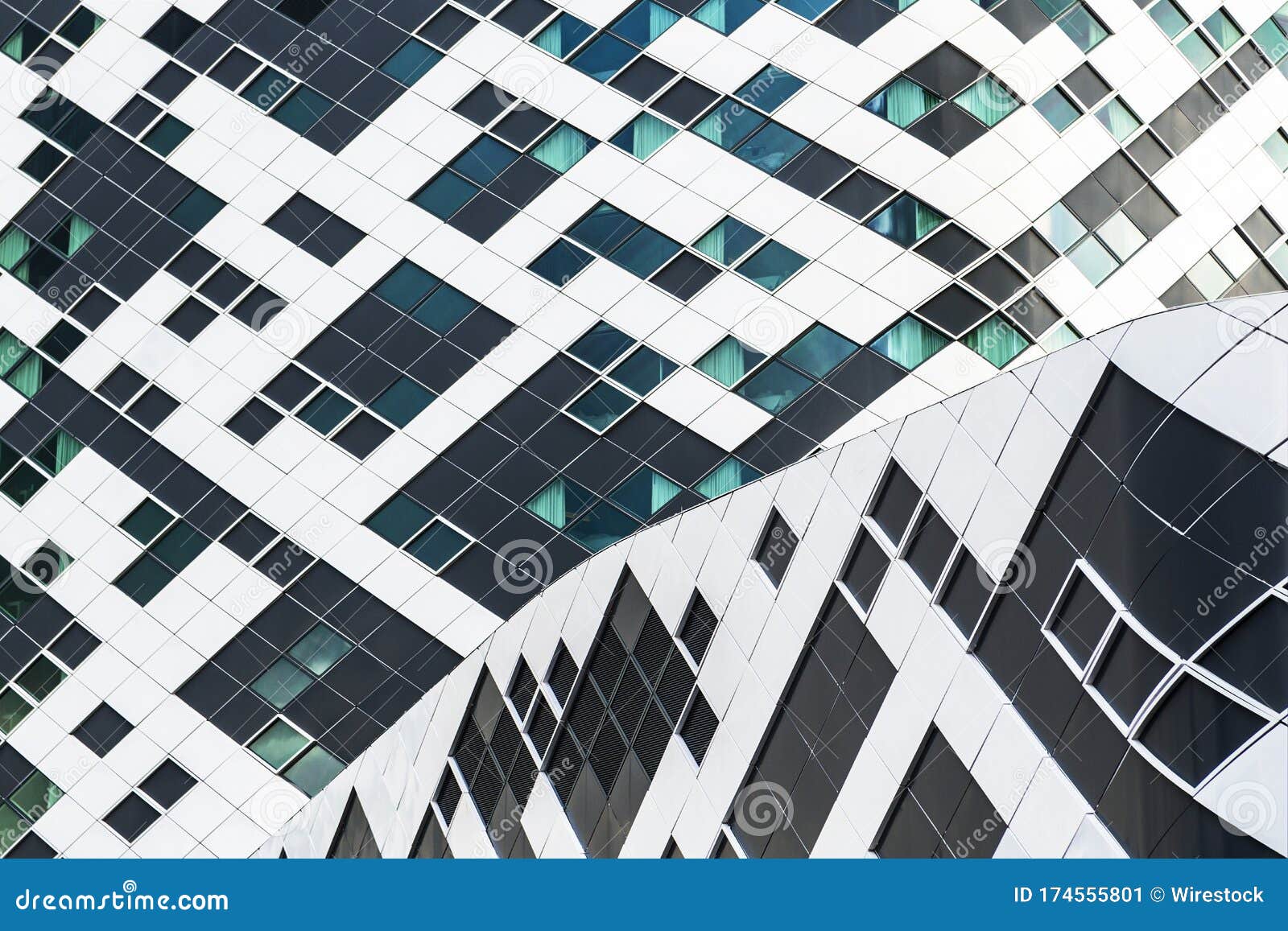Wall of a Modern Building with Beautiful Geometric Patterns Stock Image ...