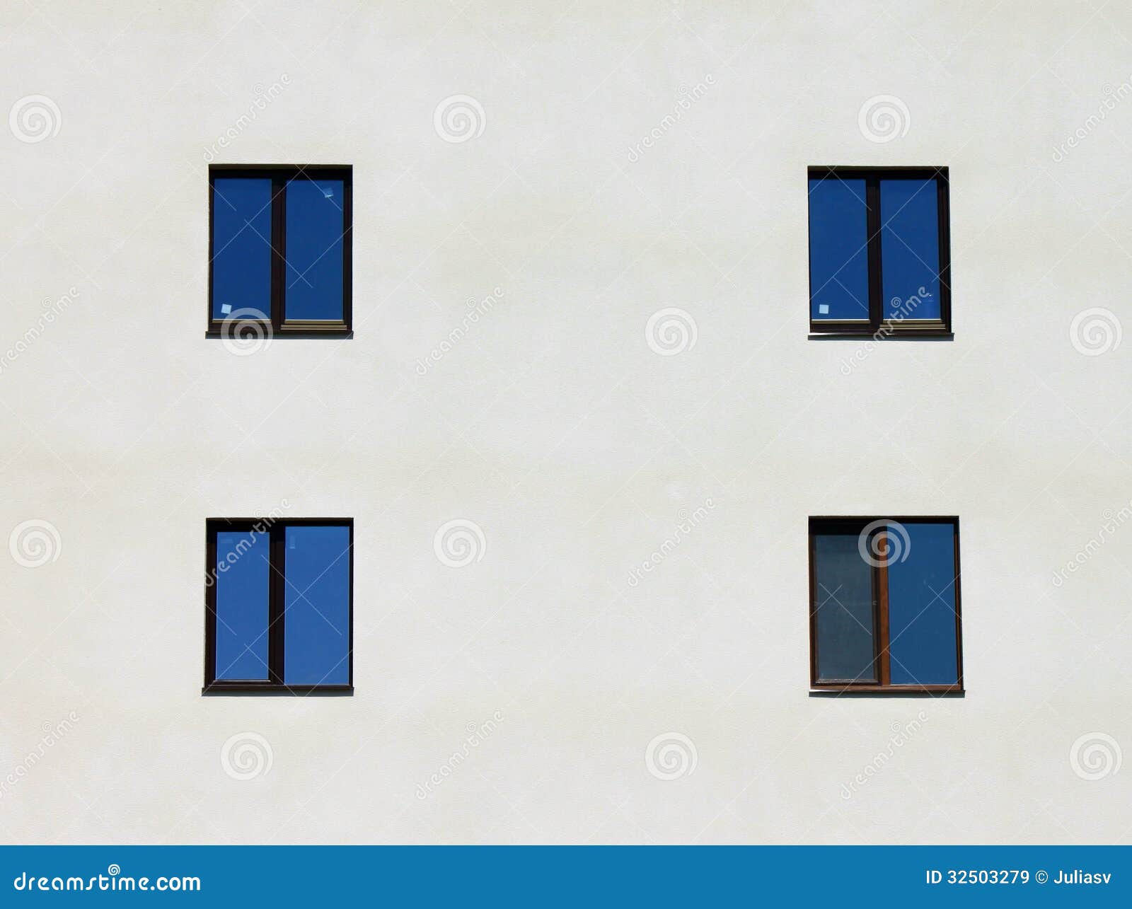 Wall of a Modern House with Four Windows Stock Image - Image of ...