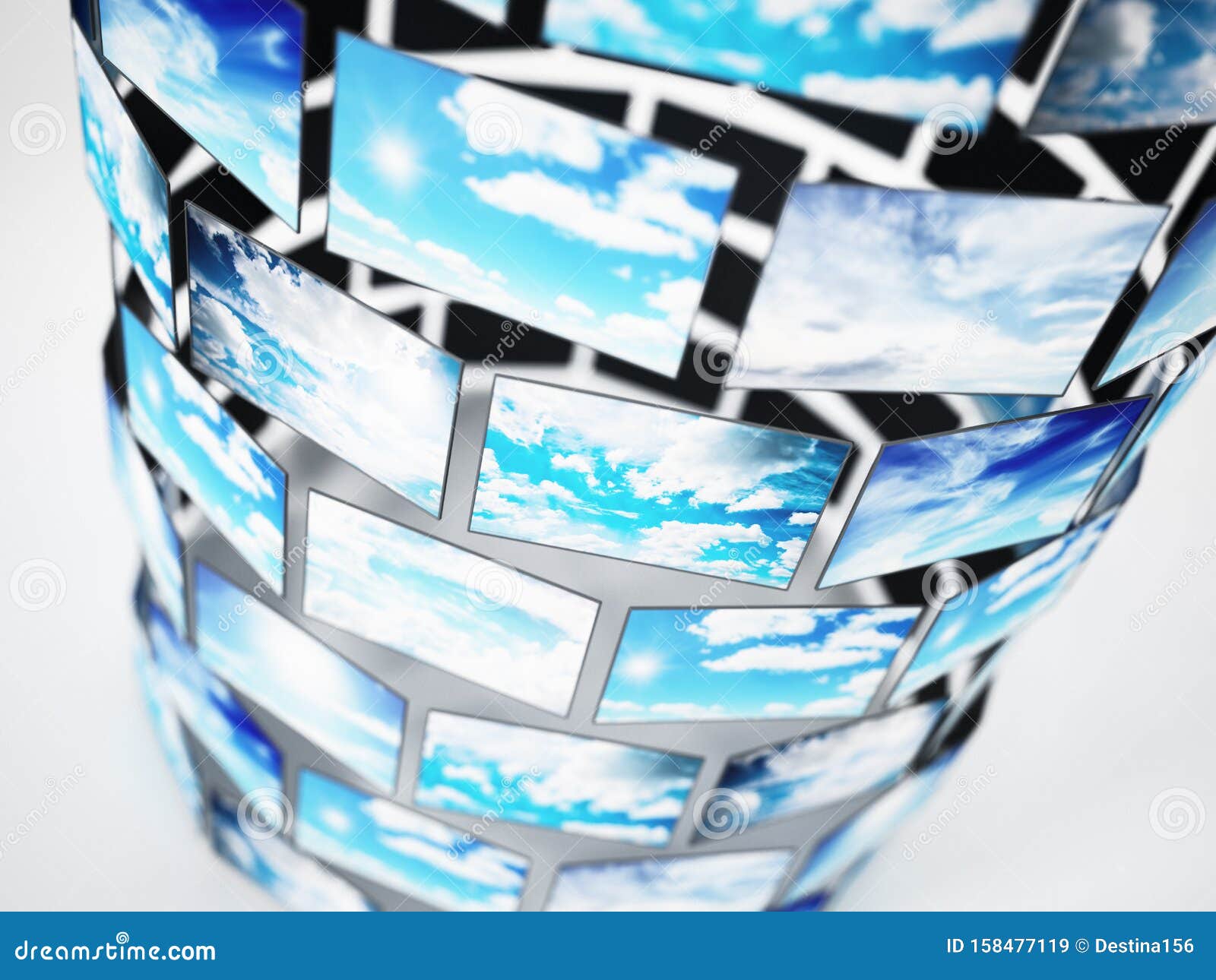 Wall of Modern TV Screens Arranged in Circular Shape. 3D Illustration ...