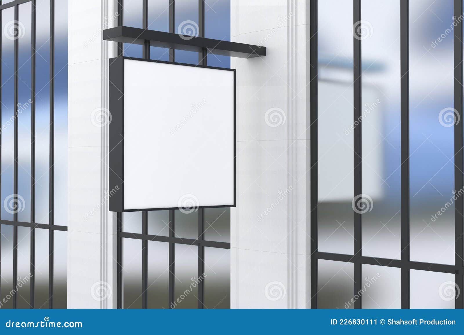 Wall Mount Sign Facade Board Mockup Stock Image - Image of ...