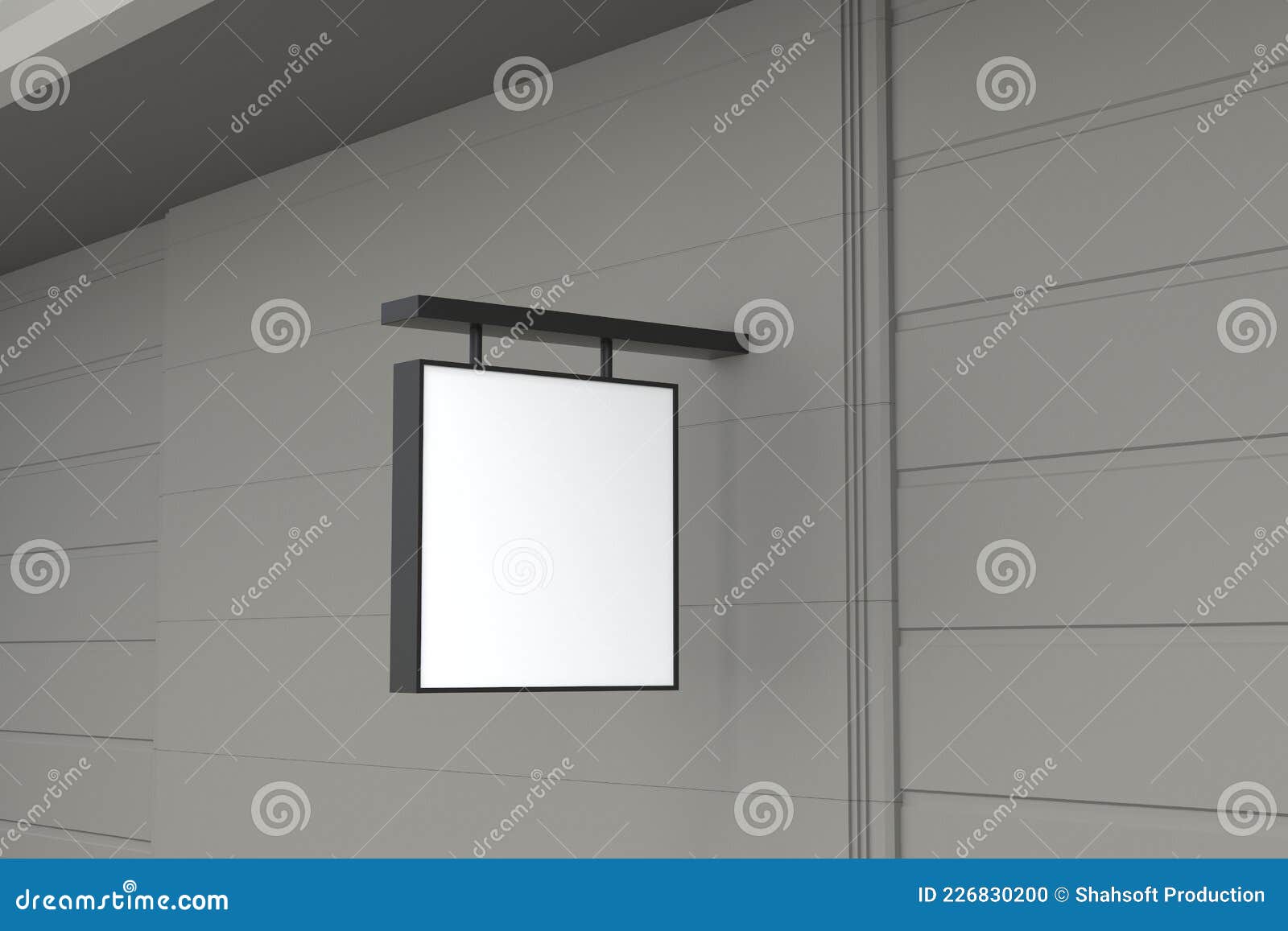 Wall Mount Sign Facade Board Mockup Stock Photo - Image of modern ...