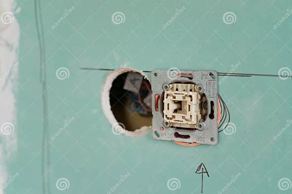 Wall Mounted Electrical Light Switch Stock Image - Image of switching ...