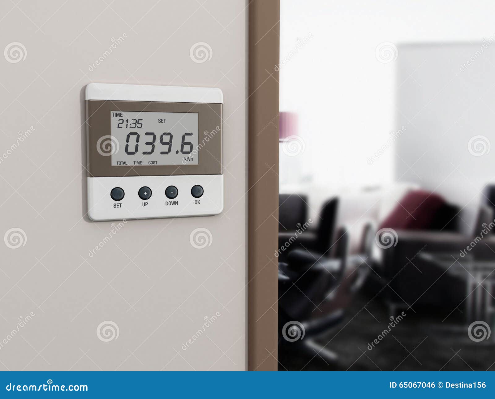 Wall Mounted Energy Meter beside the Room Entrance Stock Illustration ...