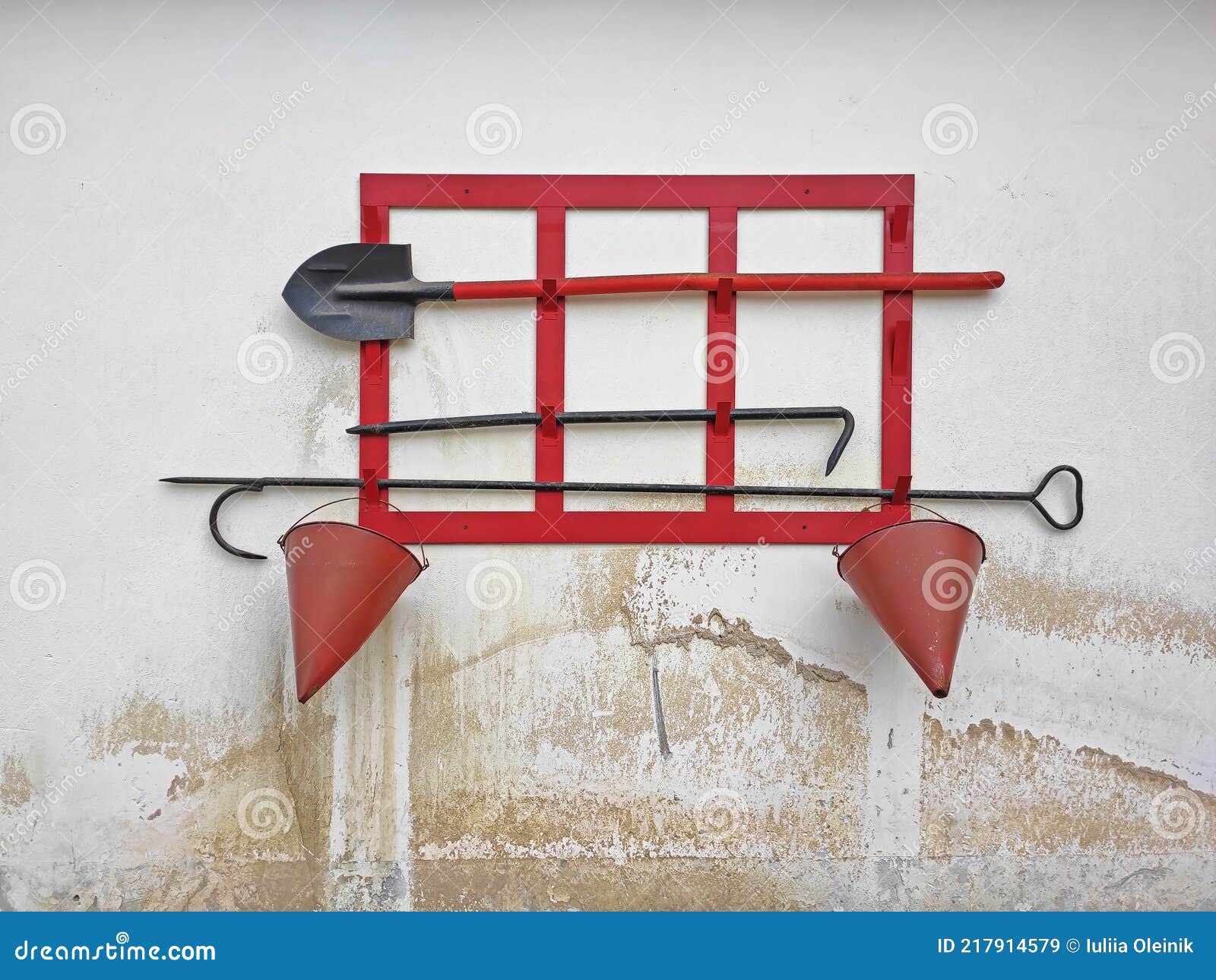 Wall-mounted Fire Shield with Fire-fighting Tools Stock Image - Image ...