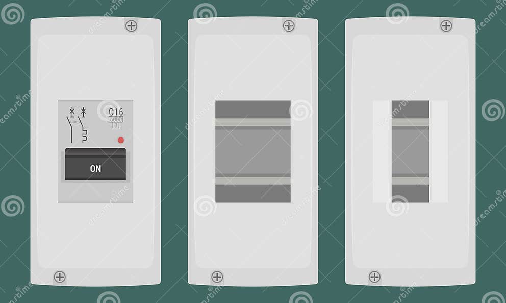 Set of Wall Mounted Fuse Boxes Stock Vector - Illustration of breaker ...