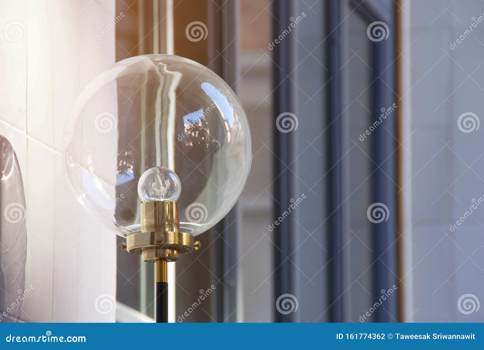 Wall Mounted Glass Ball Light Fixture Stock Photo - Image of lamp ...