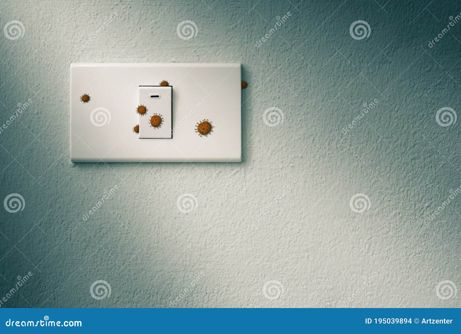 Wall Mounted Light Switch on Concrete Wall with Virus or Germ Effect ...