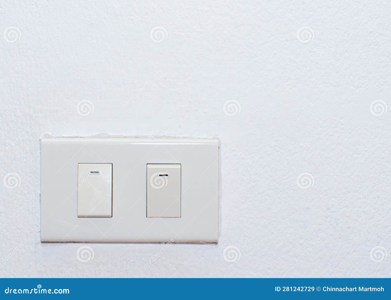 Wall-mounted Light Switch Embedded in Concrete Wall. Electrical ...