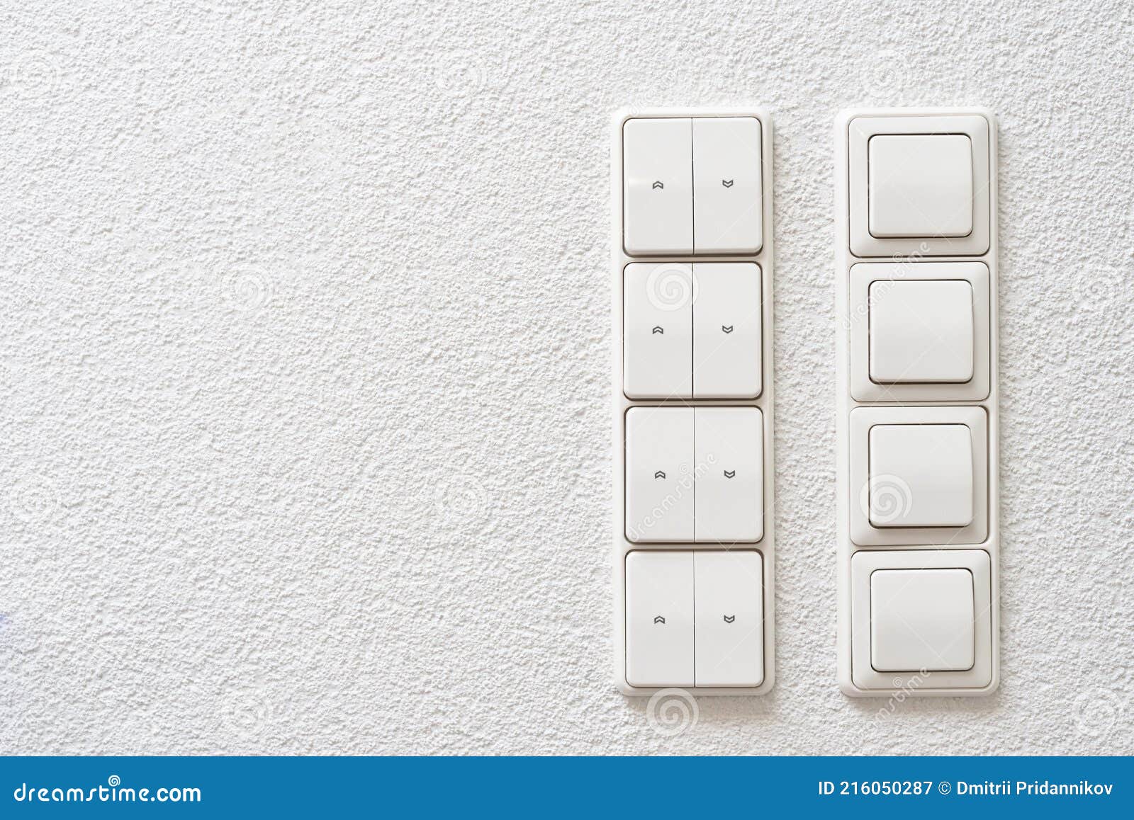 Wall-mounted Light Switches and Roller Shutter Control Switch on ...