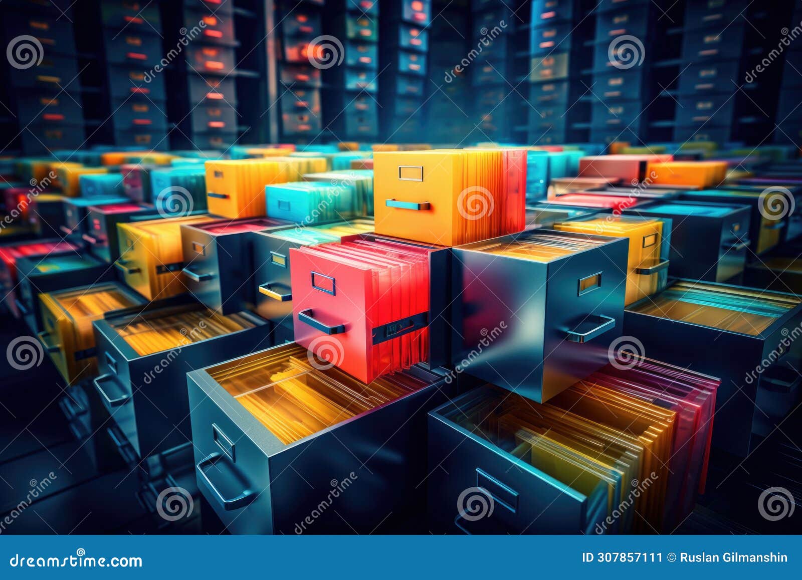 Wall Mounted Multi Color Filing Cabinets, a Drawer with Files Inside is ...