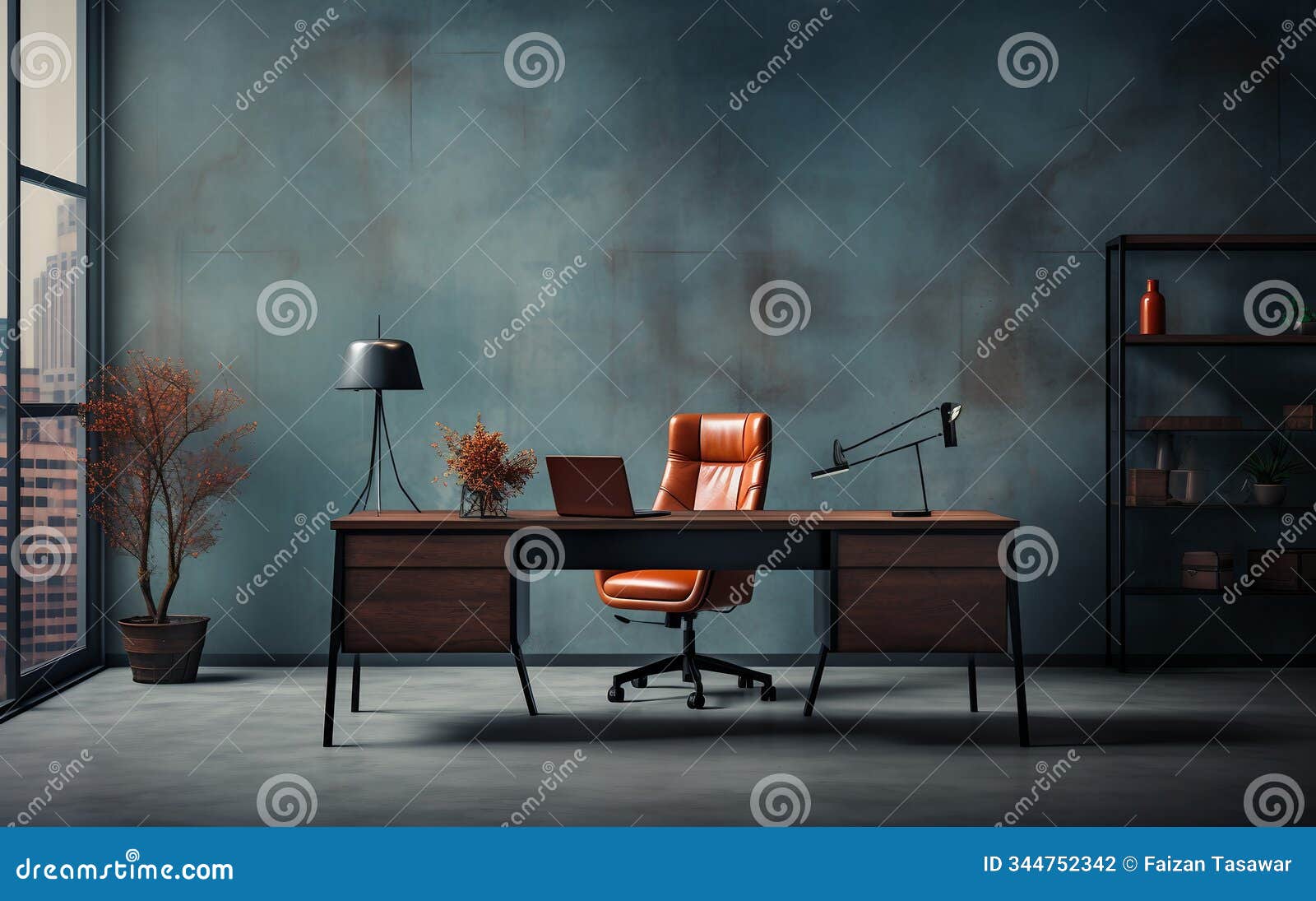 Wall-Mounted Office Scene with Table and Chair Editorial Photography ...