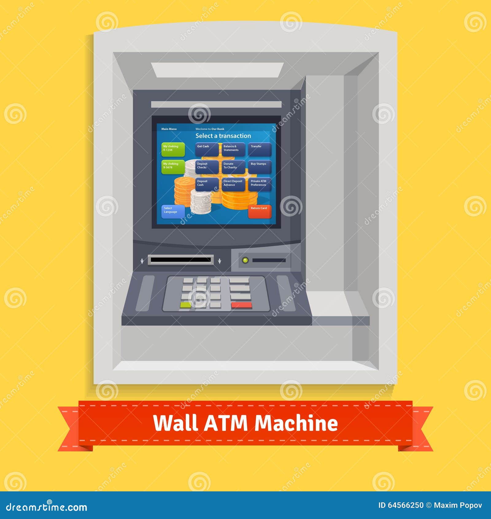 Wall Mounted Outdoor ATM Machine Stock Vector - Illustration of ...