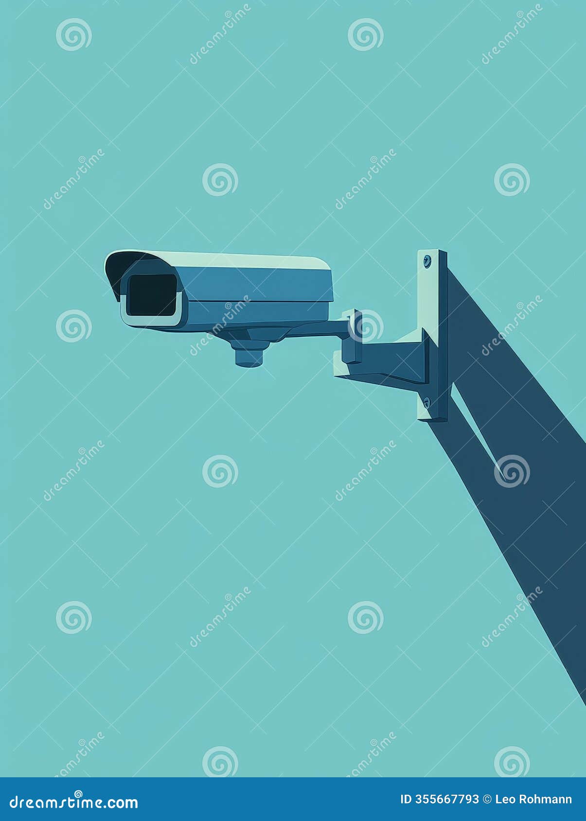 Wall Mounted Outdoor Security Camera Casting a Dramatic Shadow on a ...