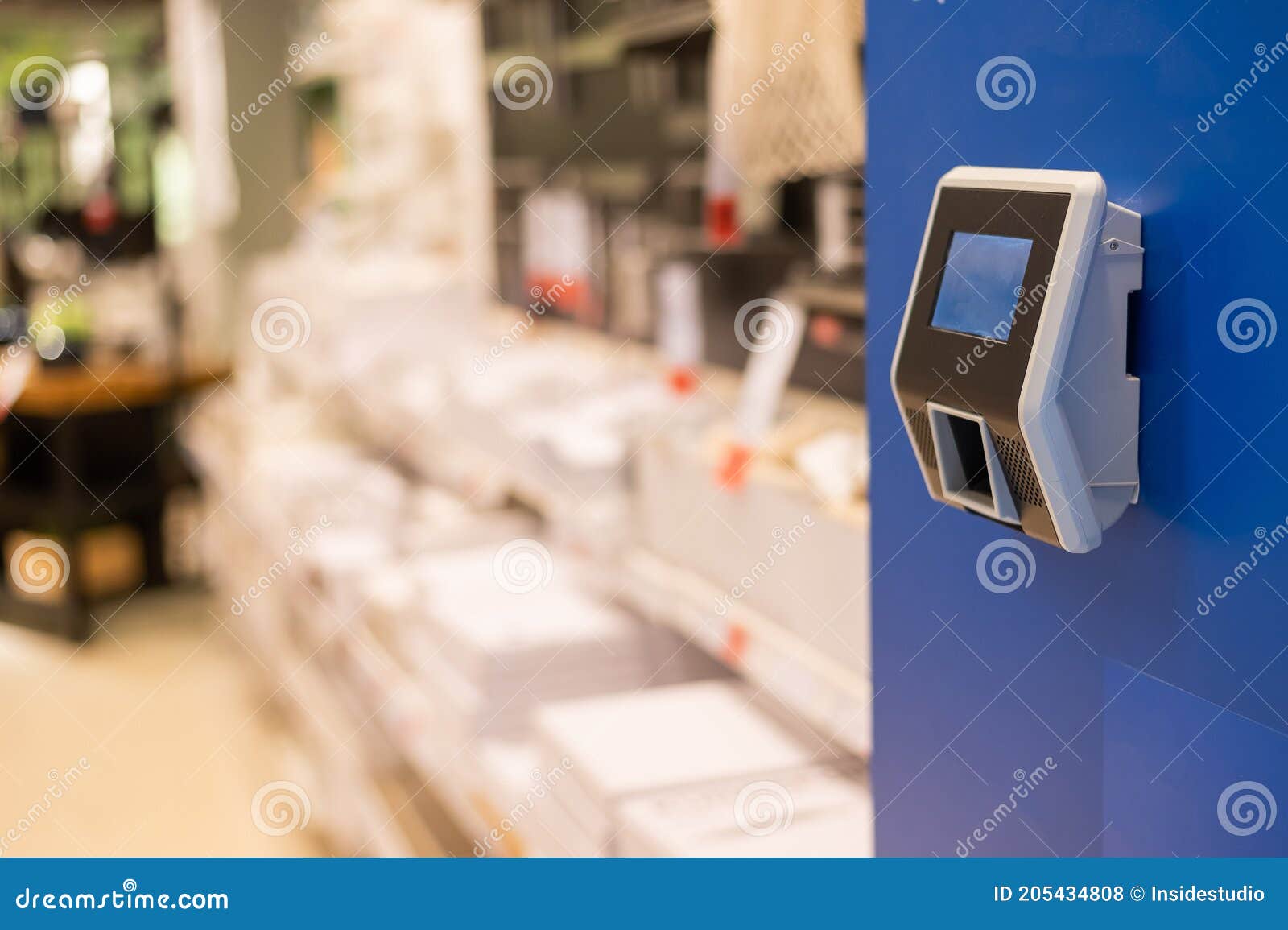 Wall Mounted Price Scanner on a Shopping Center Stock Photo - Image of ...