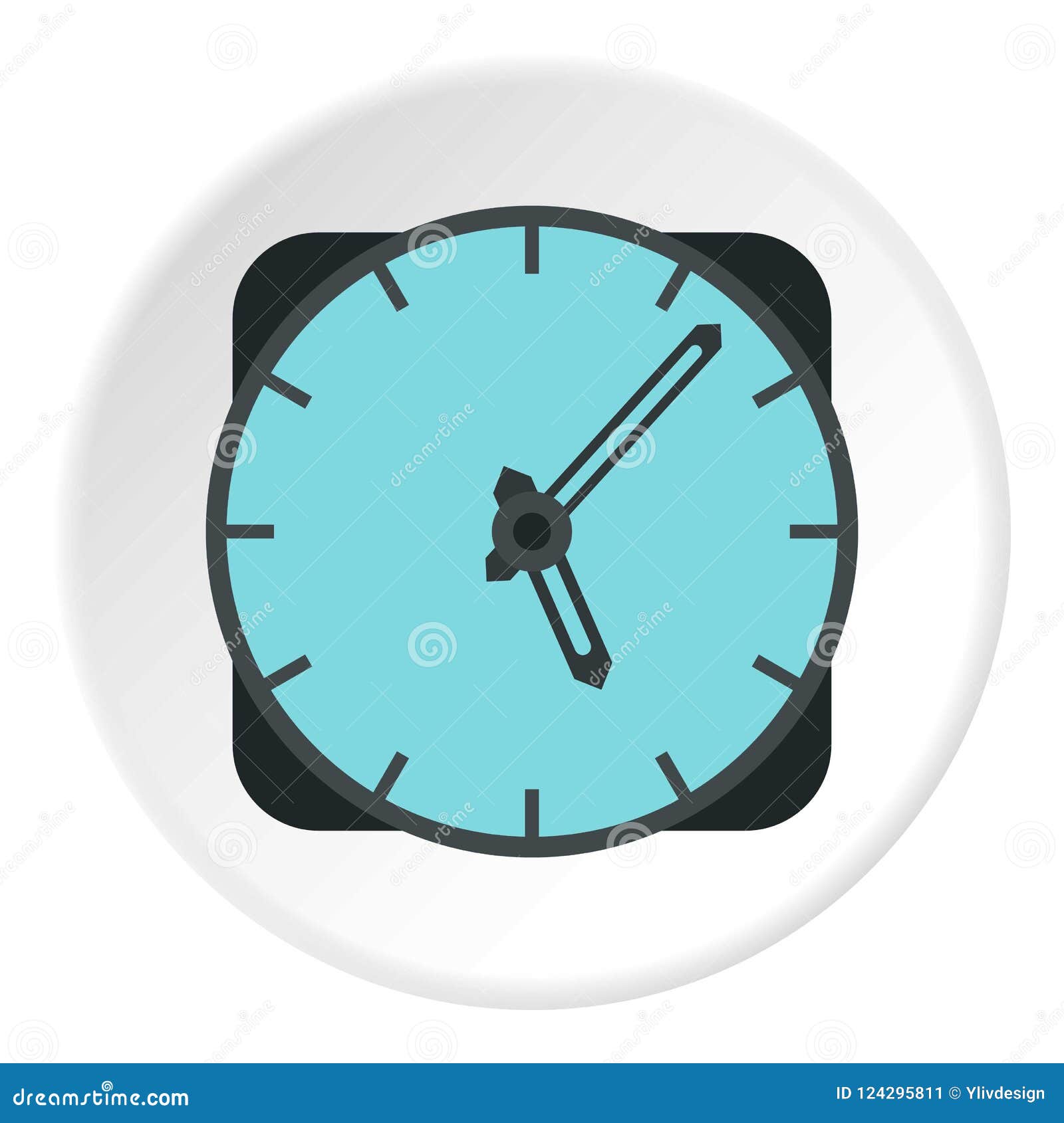 Wall Mounted Round Clock Icon, Flat Style Stock Illustration ...