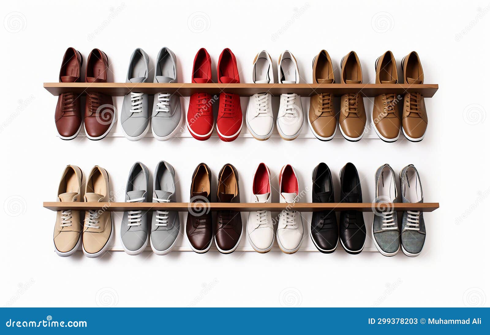 Wall Mounted Shoe Rack on White Background Stock Image - Image of ...