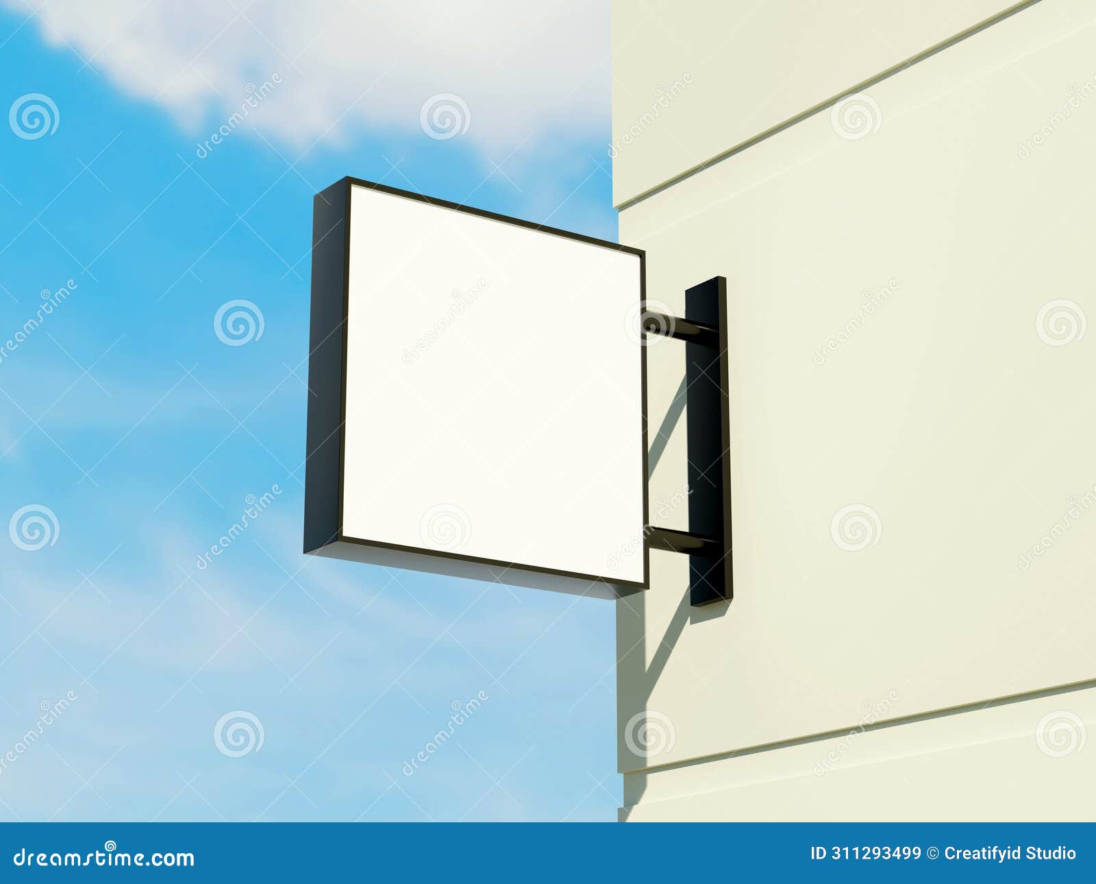 Wall Mounted Storefront Sign Mockup Stock Illustration - Illustration ...