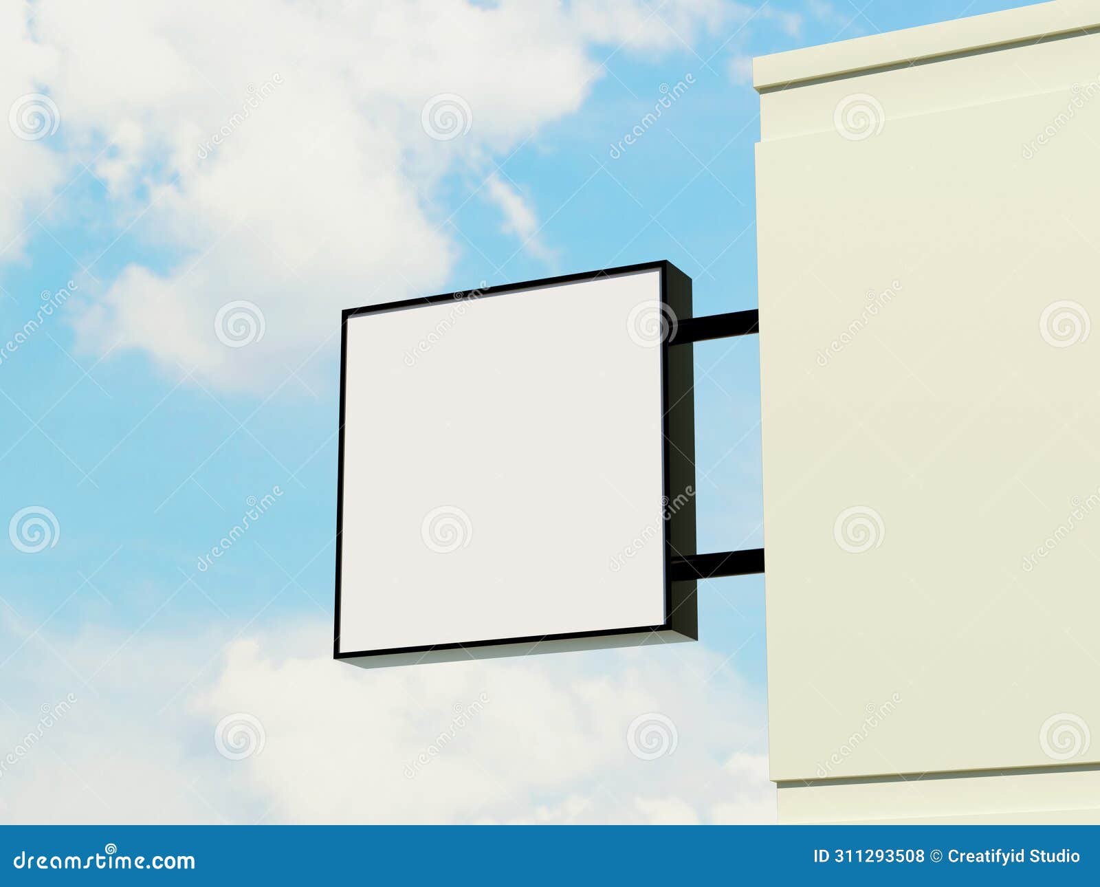 Wall Mounted Storefront Sign Mockup Stock Illustration - Illustration ...
