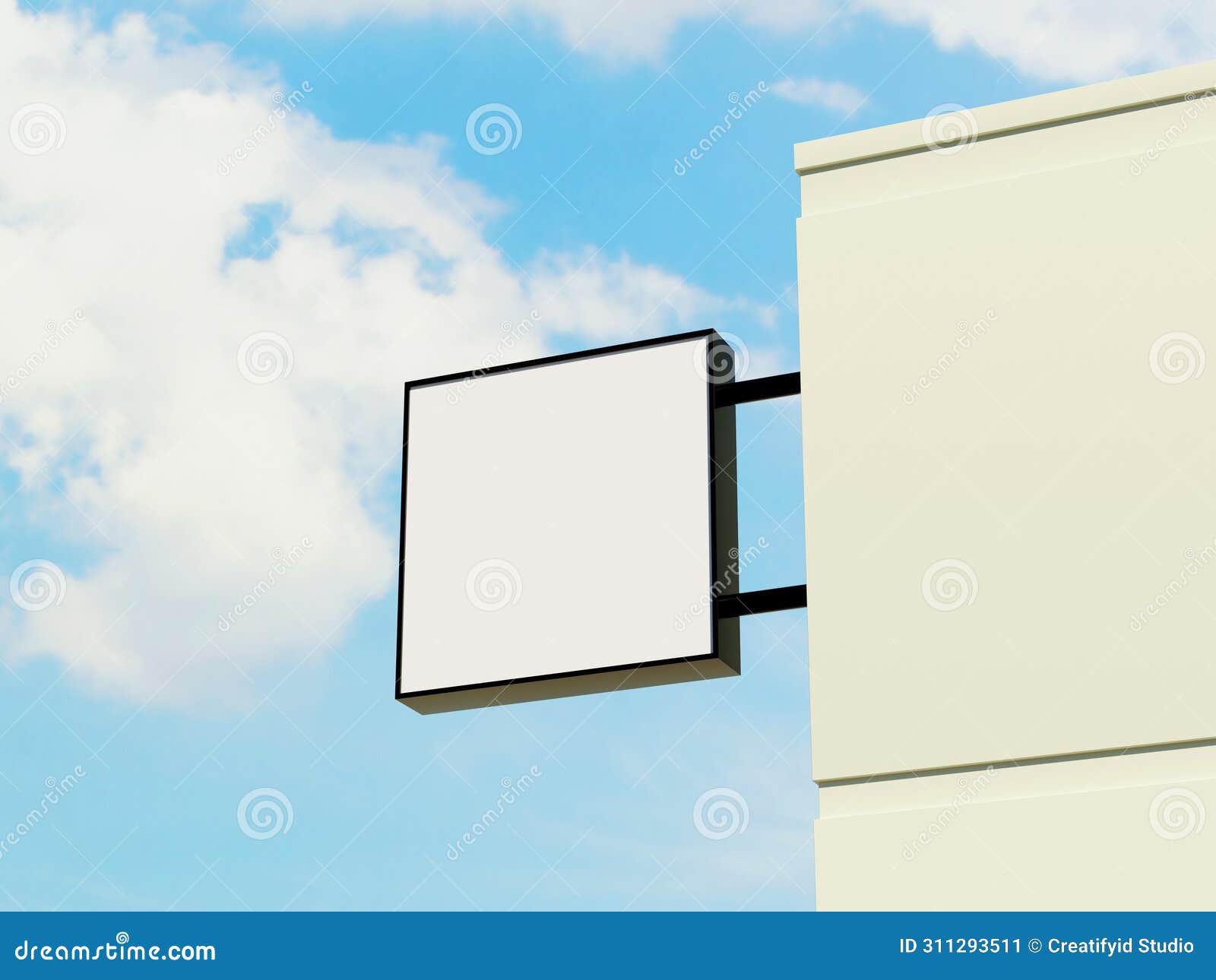 Wall Mounted Storefront Sign Mockup Stock Illustration - Illustration ...