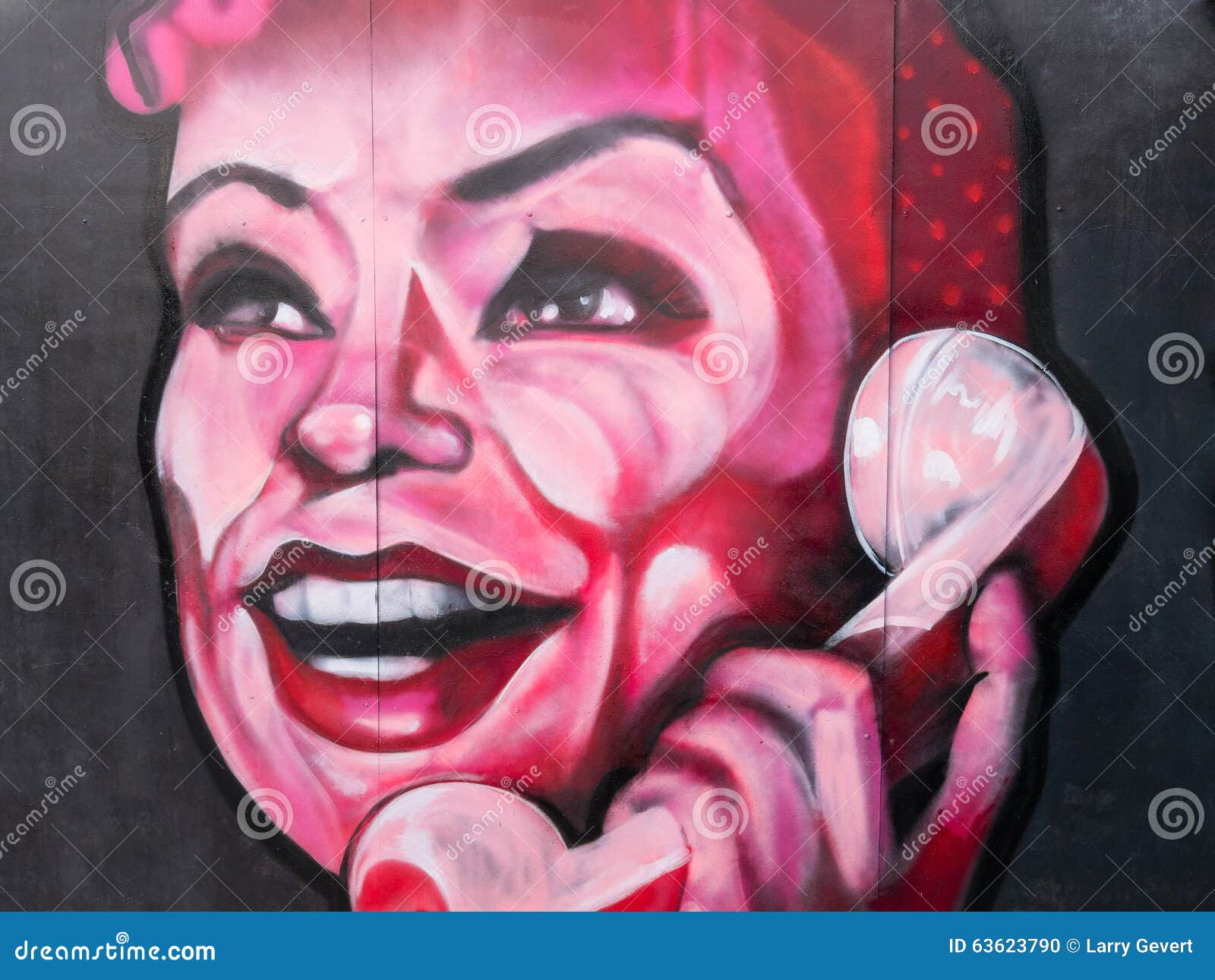 Wall mural, woman on phone editorial image. Image of decoration - 63623790