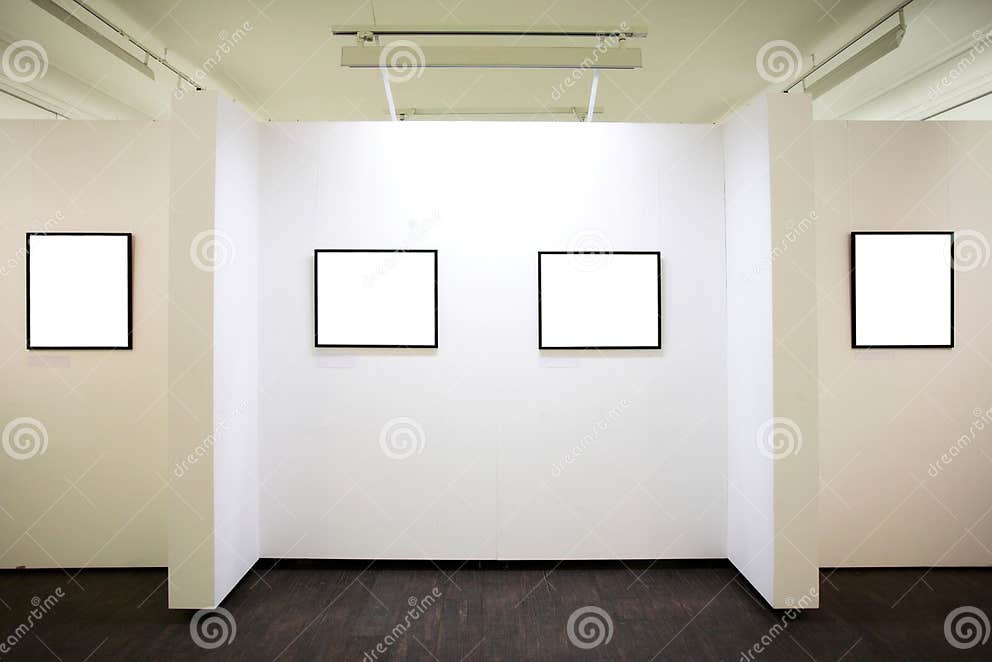 Wall in museum with frames stock photo. Image of illuminated - 5559600