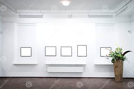 Wall in museum with frames stock photo. Image of exhibition - 5559604