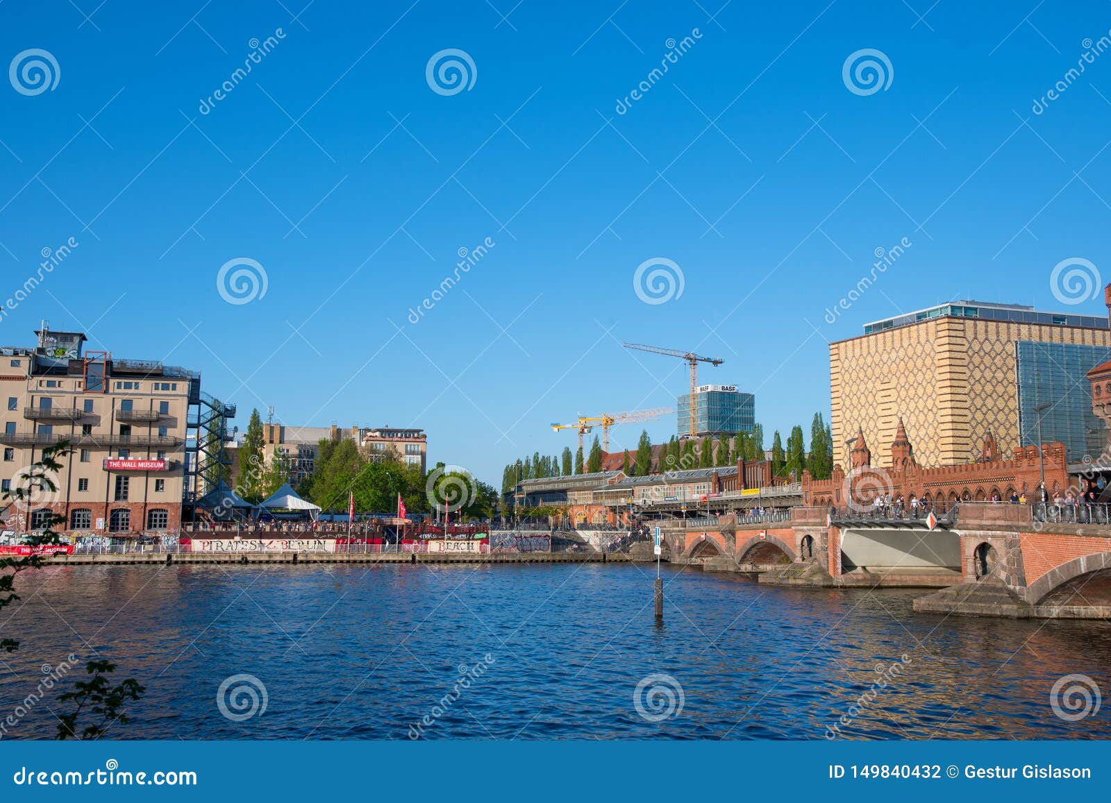 The Wall Museum and the Oberbaum Bridge in City of Berlin in Germany ...