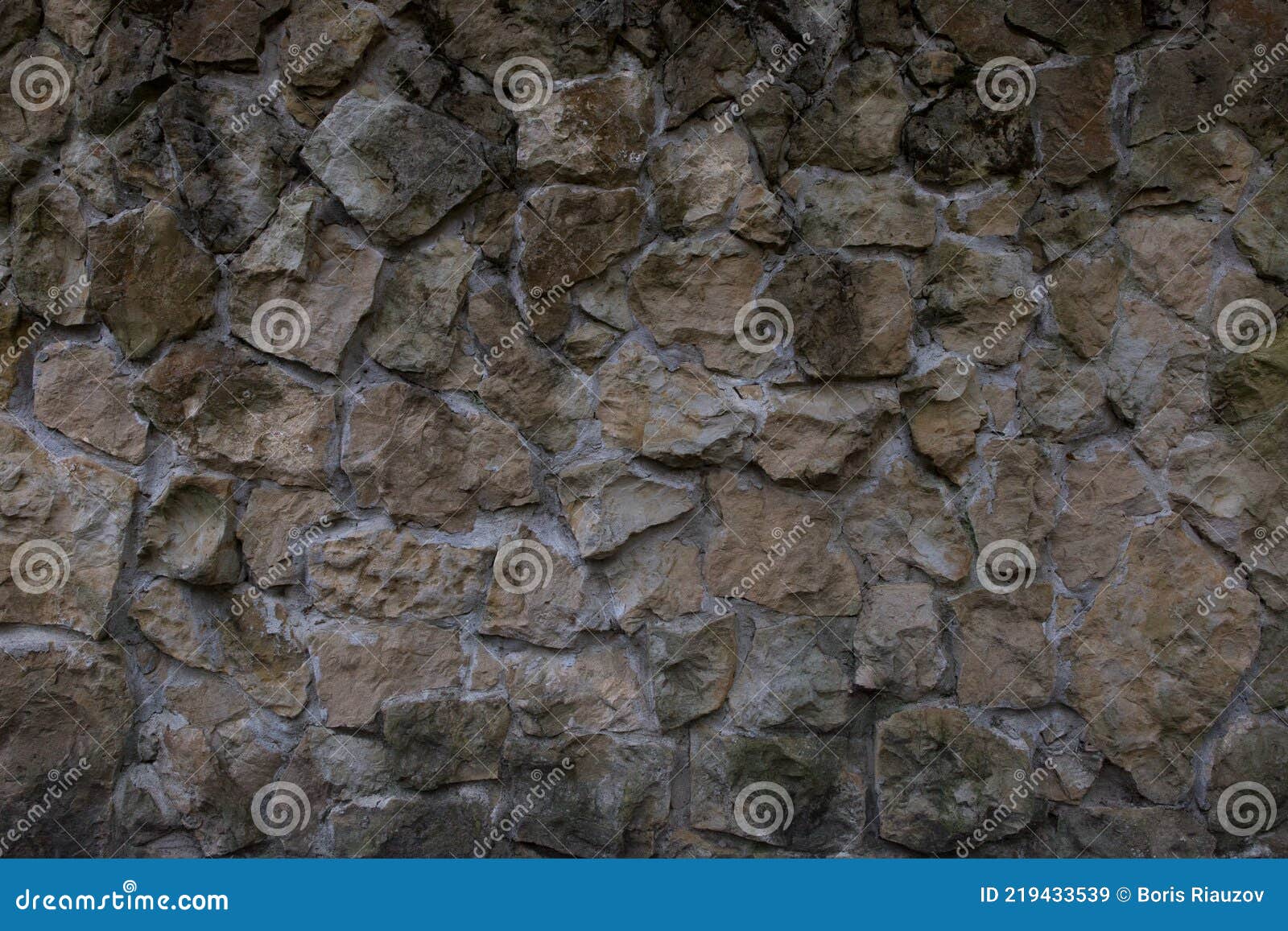 Wall of Natural Rough Chipped Stones Connected with Mortar. Texture for ...
