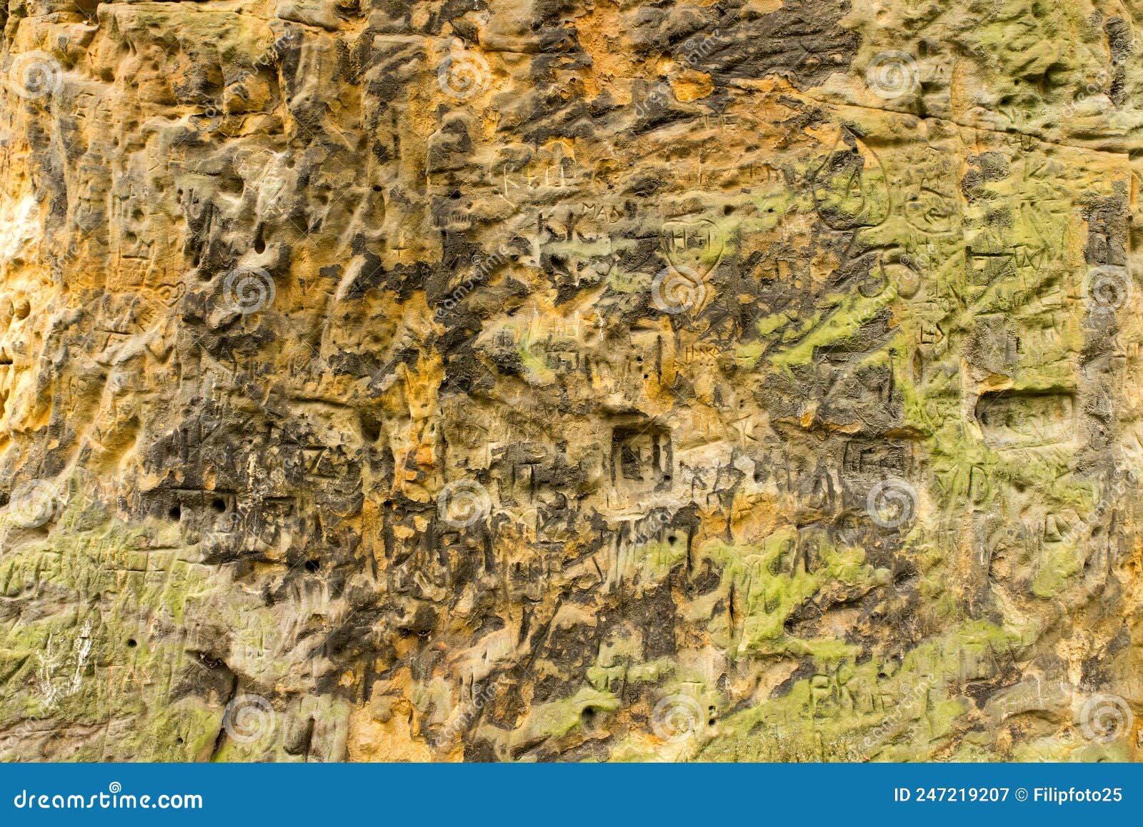 Sandstone Wall with Engraved Inscriptions Stock Image - Image of people ...