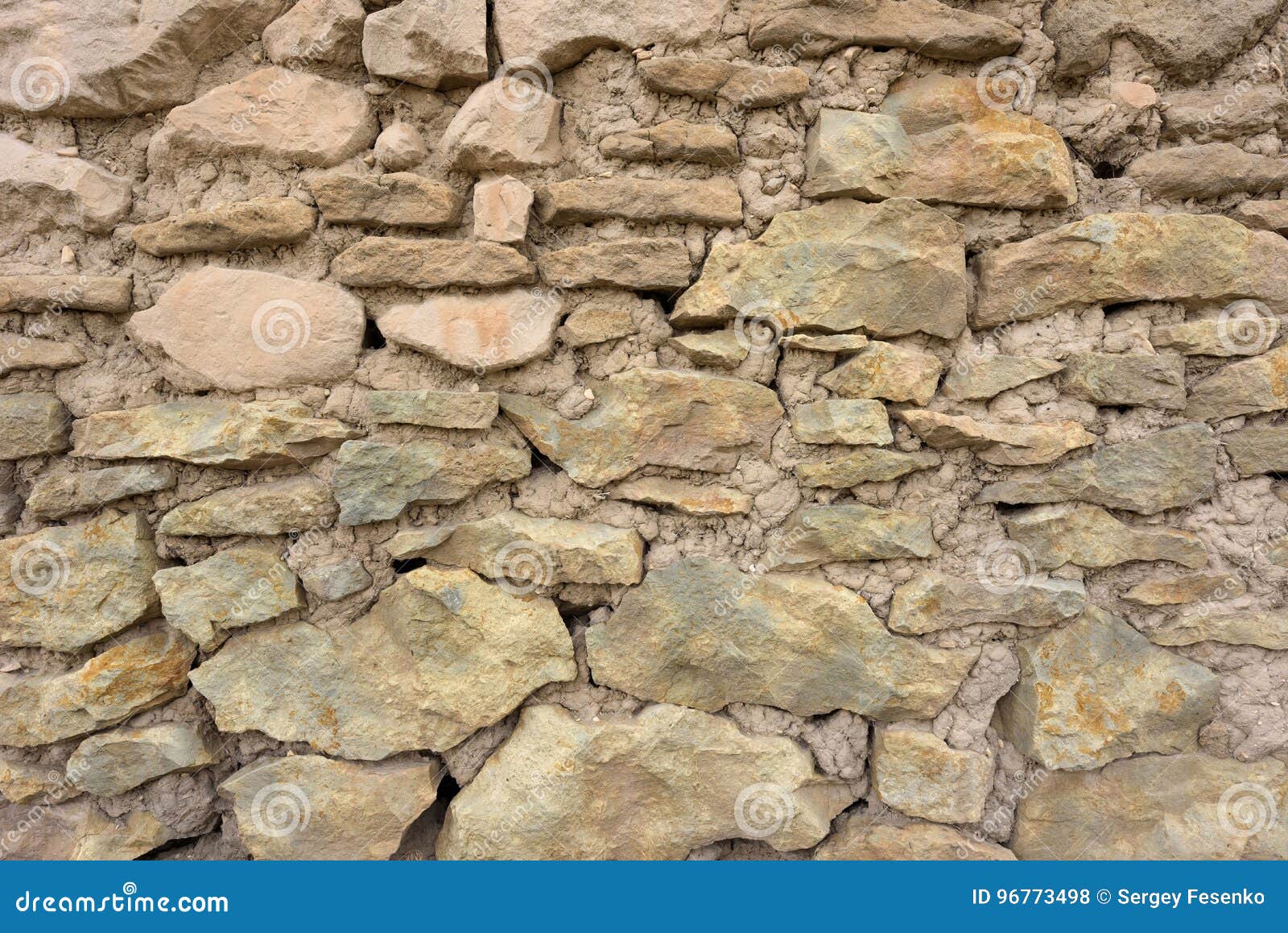 Wall of Natural Stone and Clay. Stock Photo - Image of construction ...