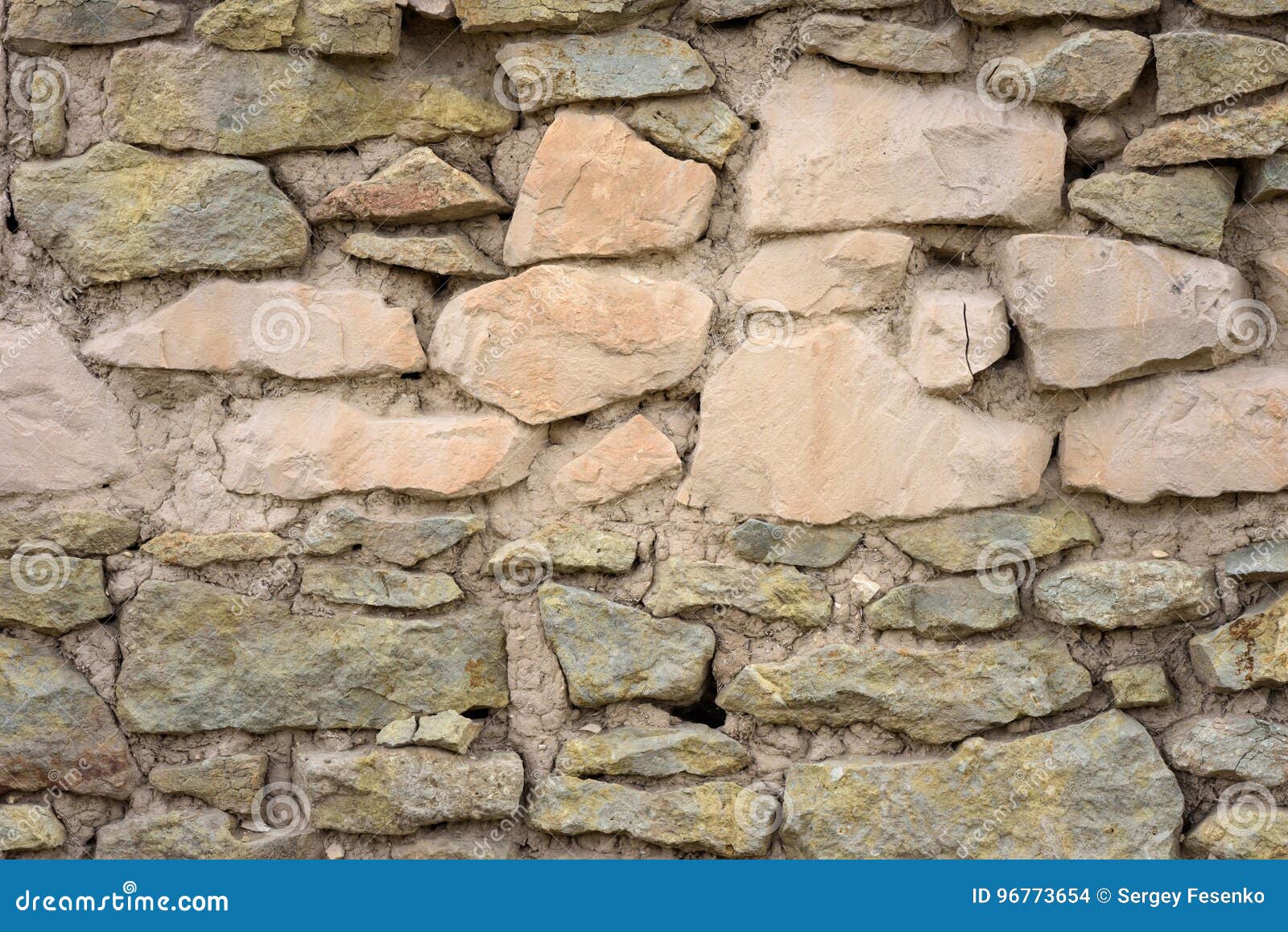 Wall of Natural Stone and Clay. Stock Photo - Image of horizontal ...