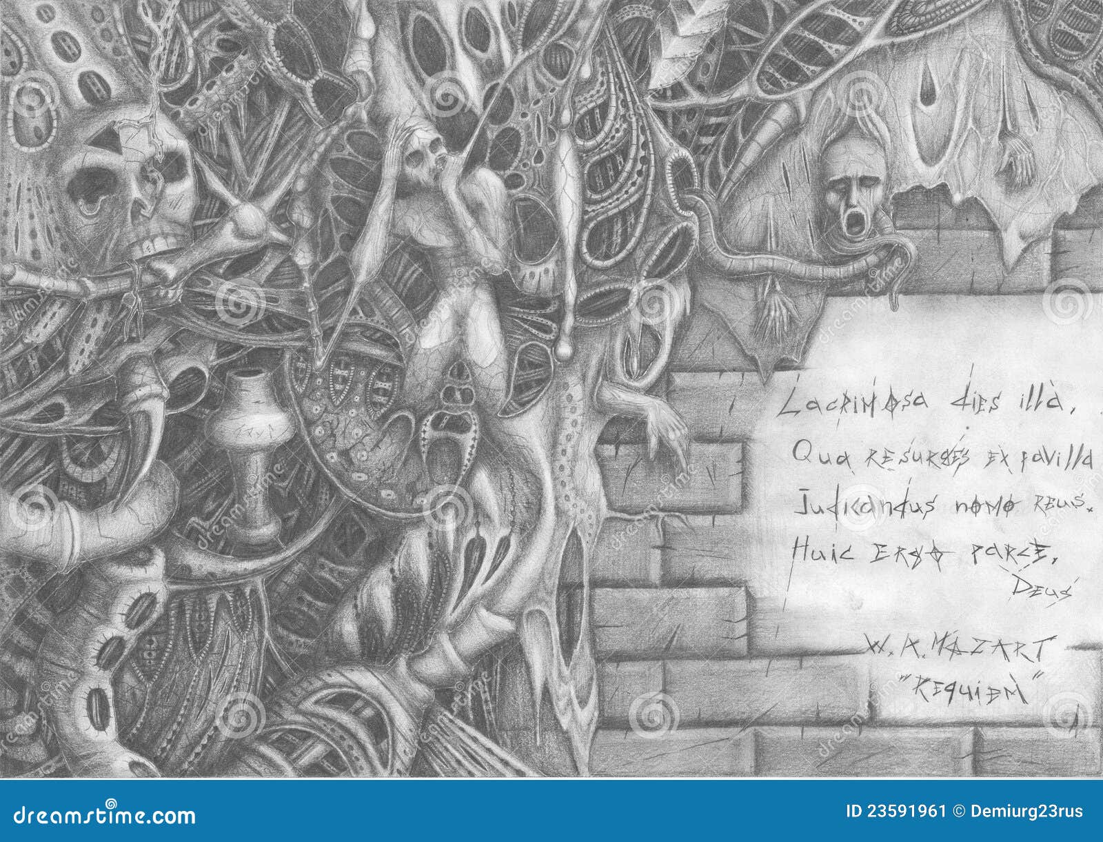 Wall nightmares with text stock illustration. Illustration of halloween ...