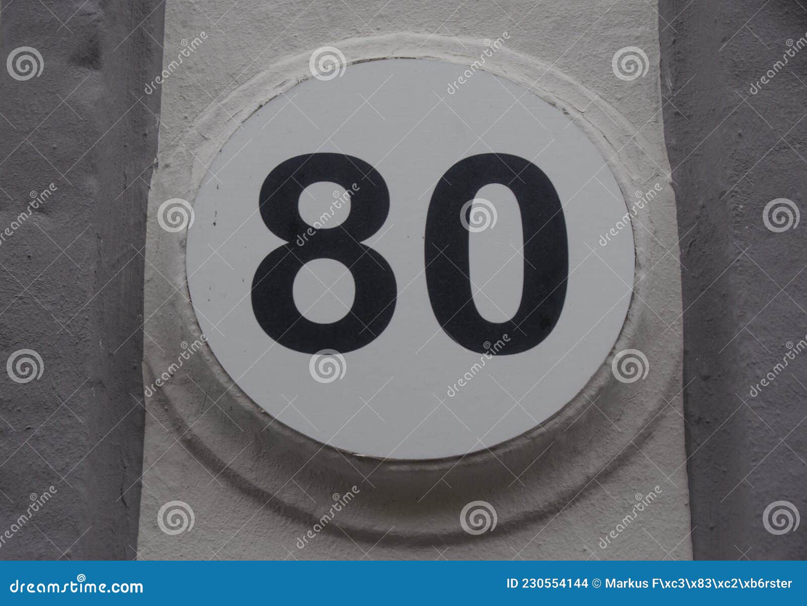 A Wall with the Number Eighty Stock Photo - Image of metal, house ...
