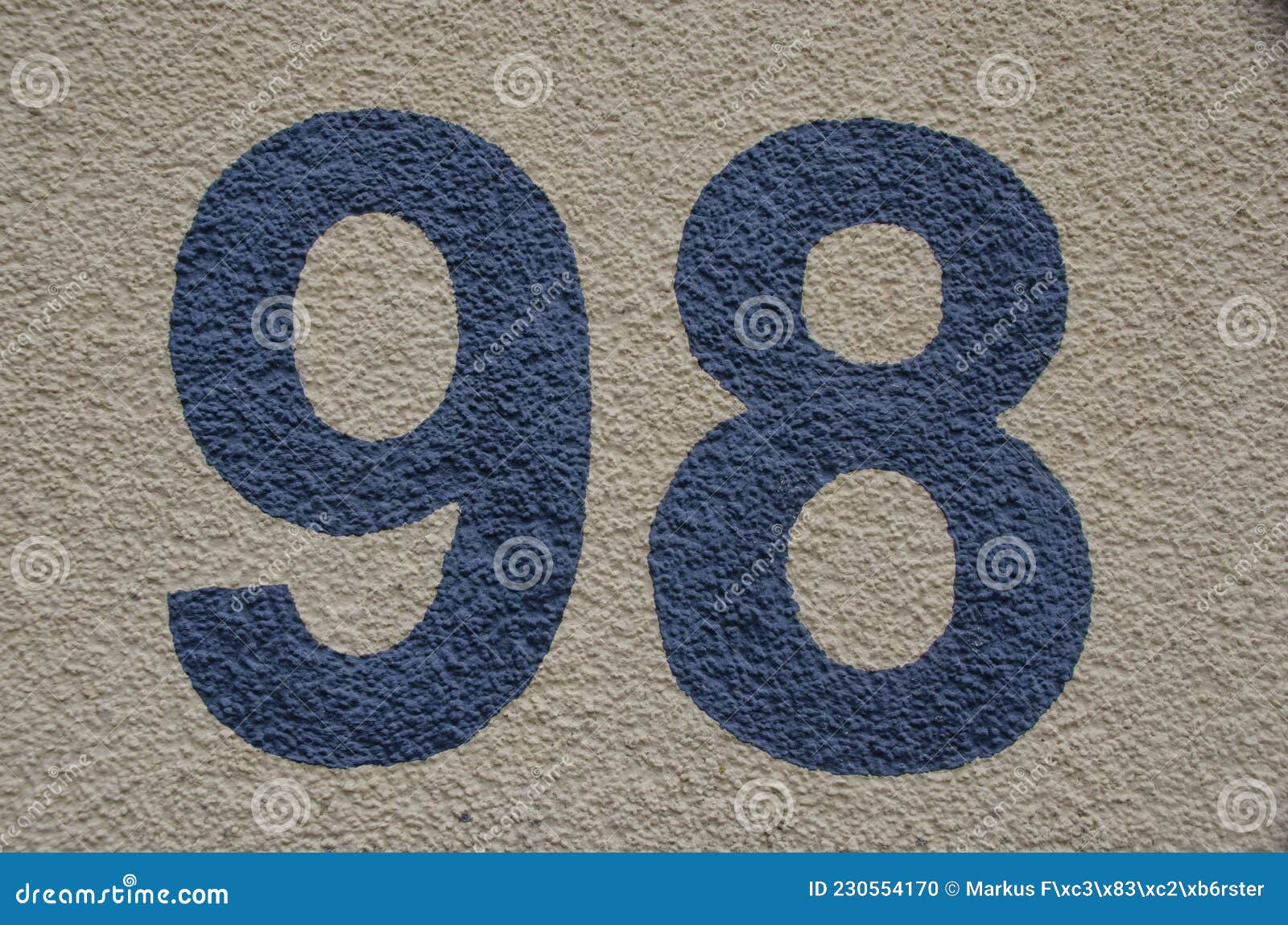Wall with the Number Ninety-eight Stock Photo - Image of digit ...