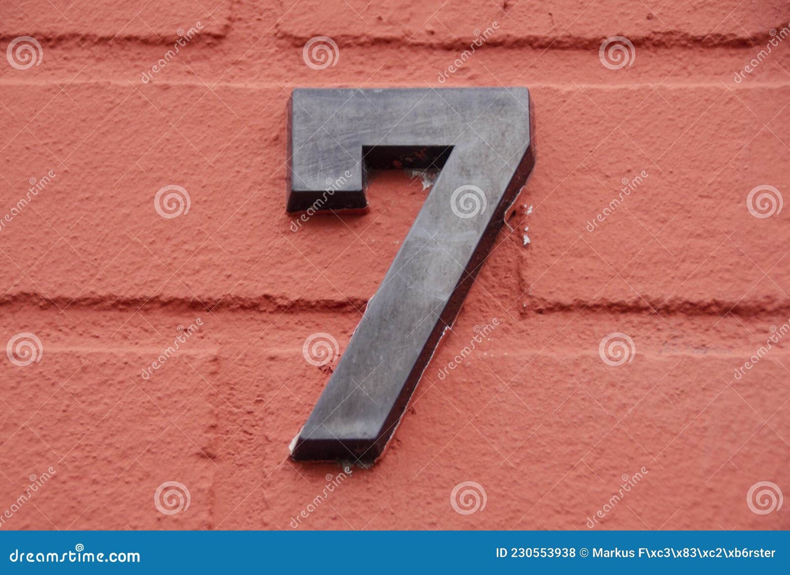 Wall with the number seven stock photo. Image of brickwork - 230553938