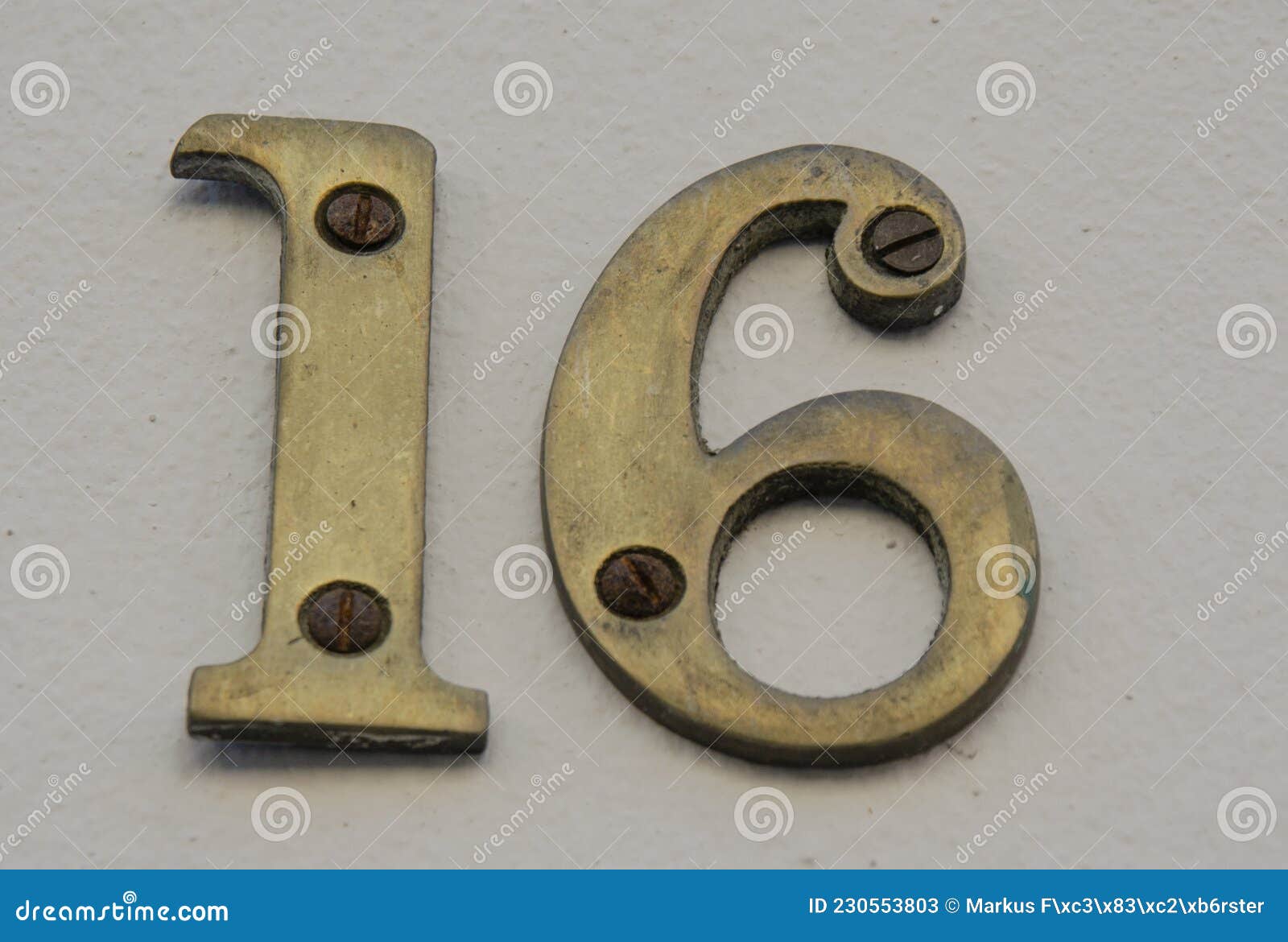 A Wall with the Number Sixteen Stock Image - Image of address, font ...
