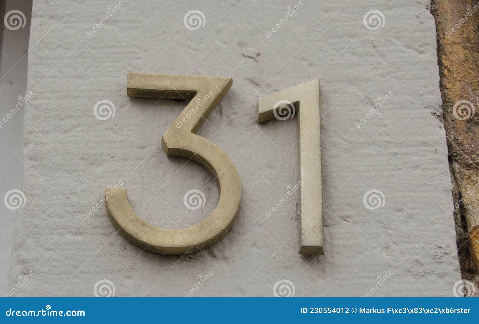 A Wall with the Number Thirty-one Stock Photo - Image of elegance ...
