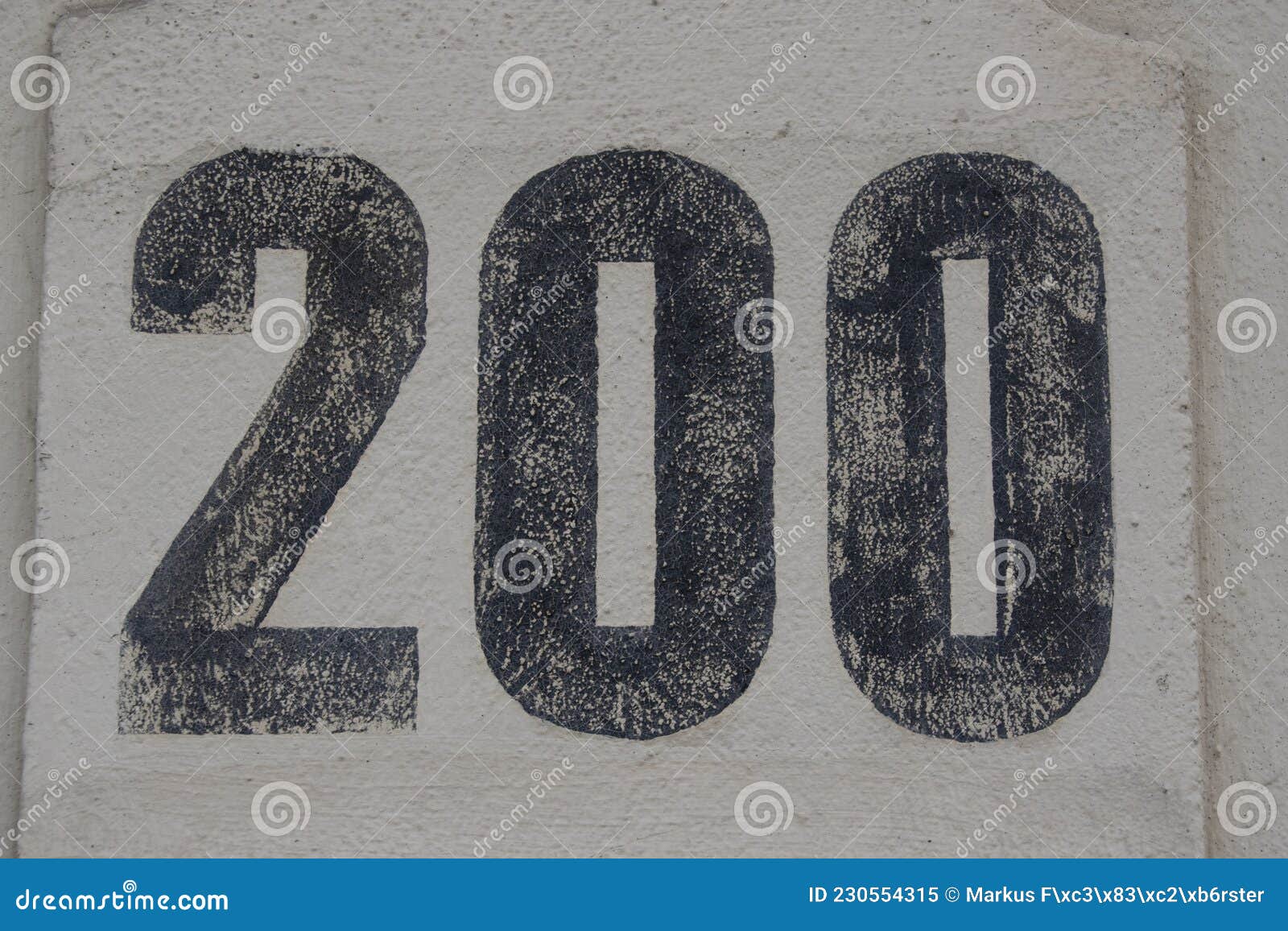 Wall with the Number Two Hundred-200 Stock Image - Image of digit ...