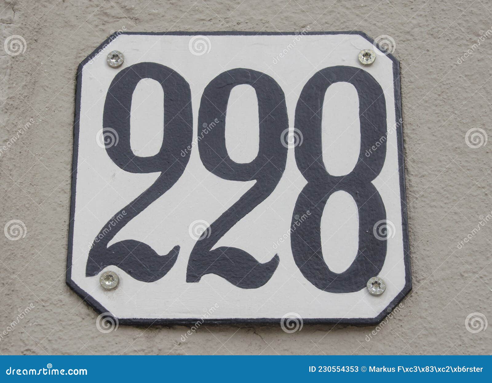 Wall with the Number Two Hundred Twenty-eigh Stock Image - Image of ...