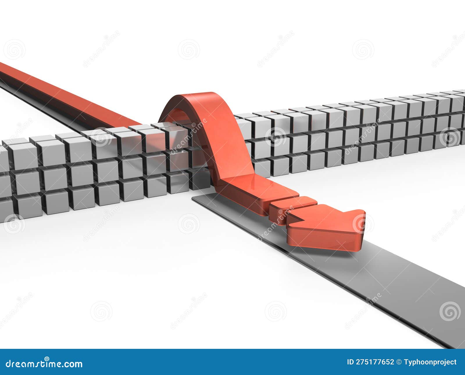 A Wall of Obstacles Blocking the Path. a Red Arrow that Continues To ...