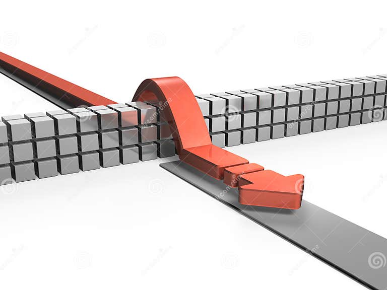A Wall of Obstacles Blocking the Path. a Red Arrow that Continues To ...