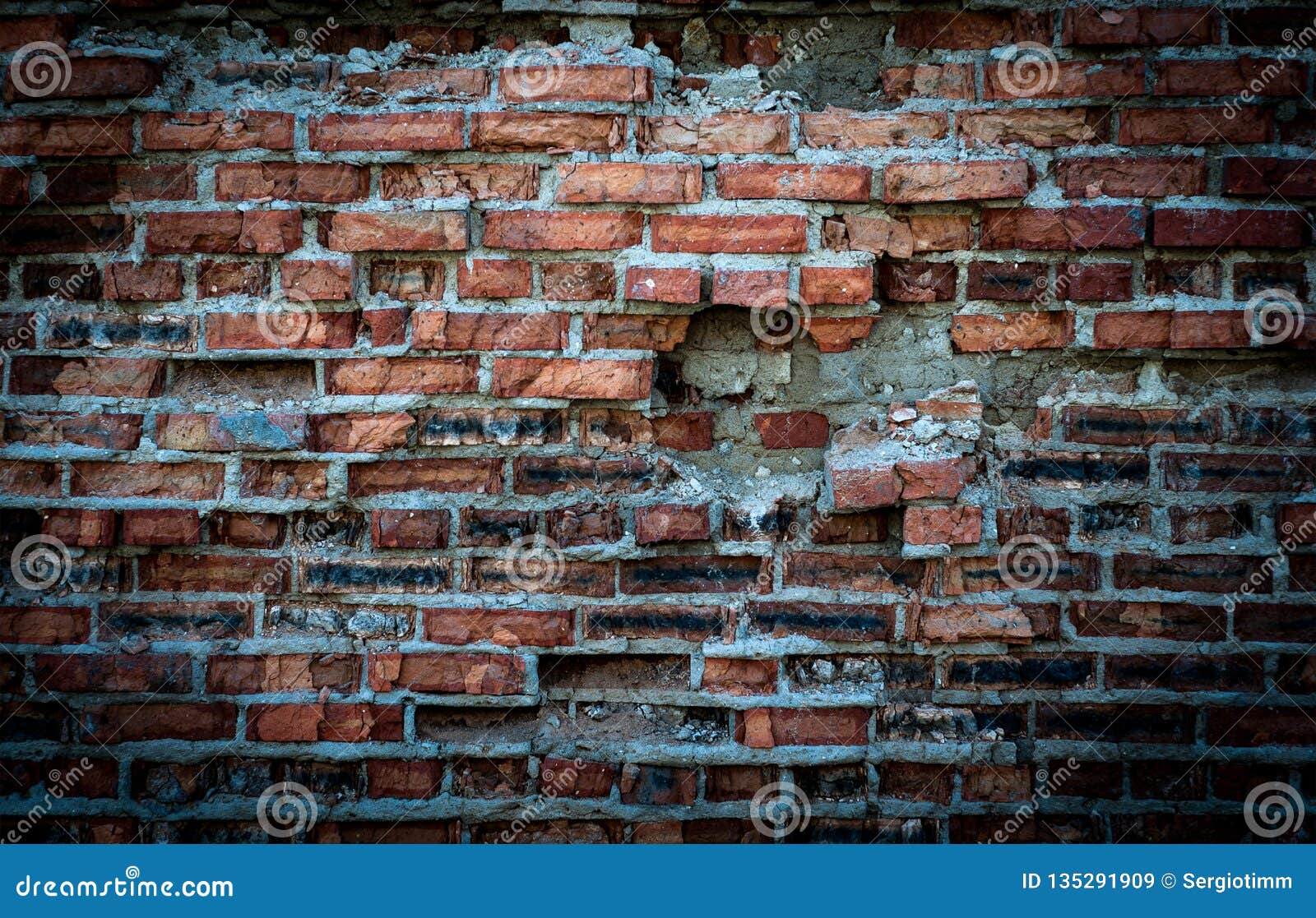 Wall with Old Brickwork, Red Rubbed Bricks Stock Image - Image of rough ...