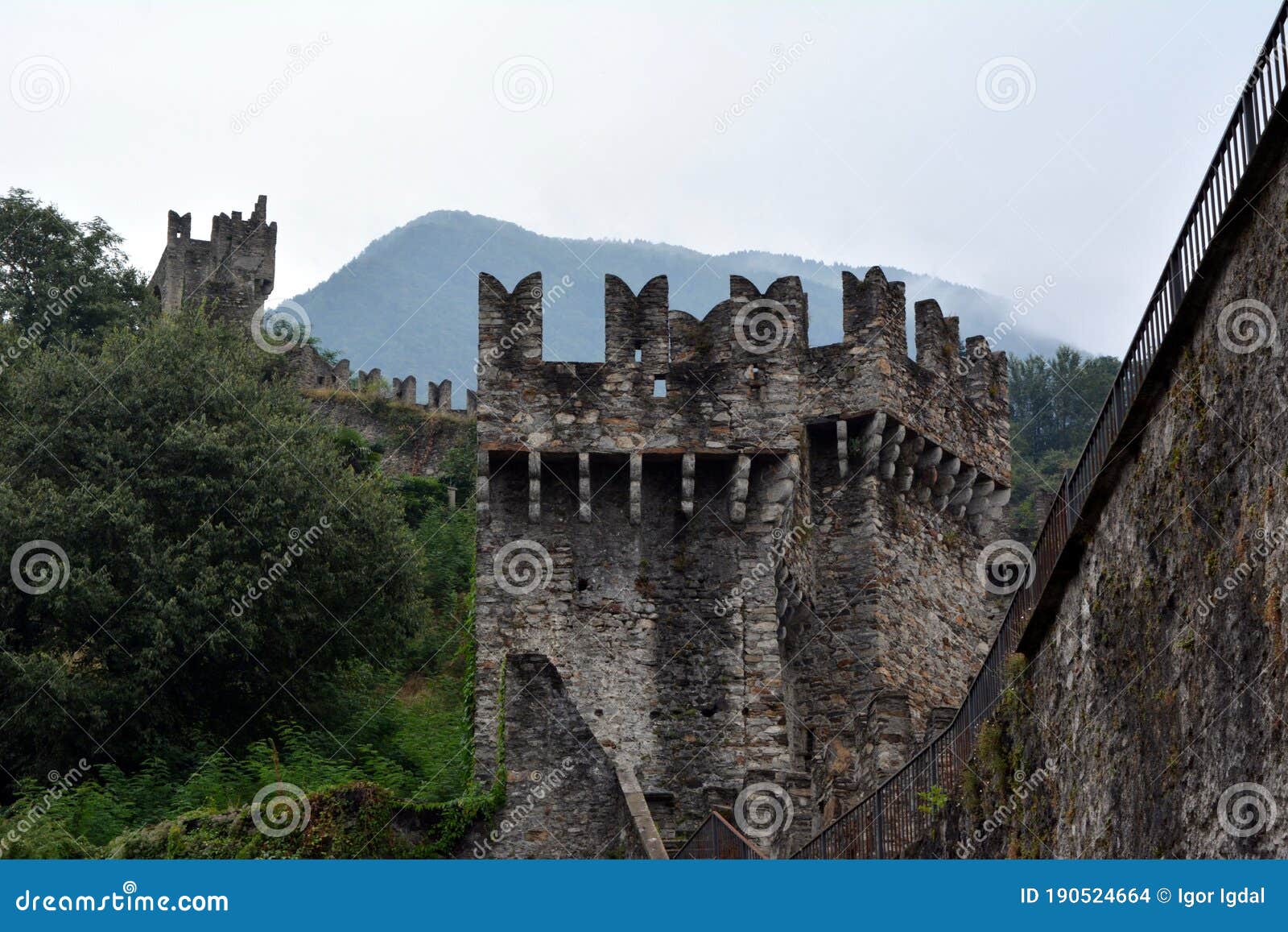 Wall of an Old Fortress. Watchtowers Stock Photo - Image of castle ...