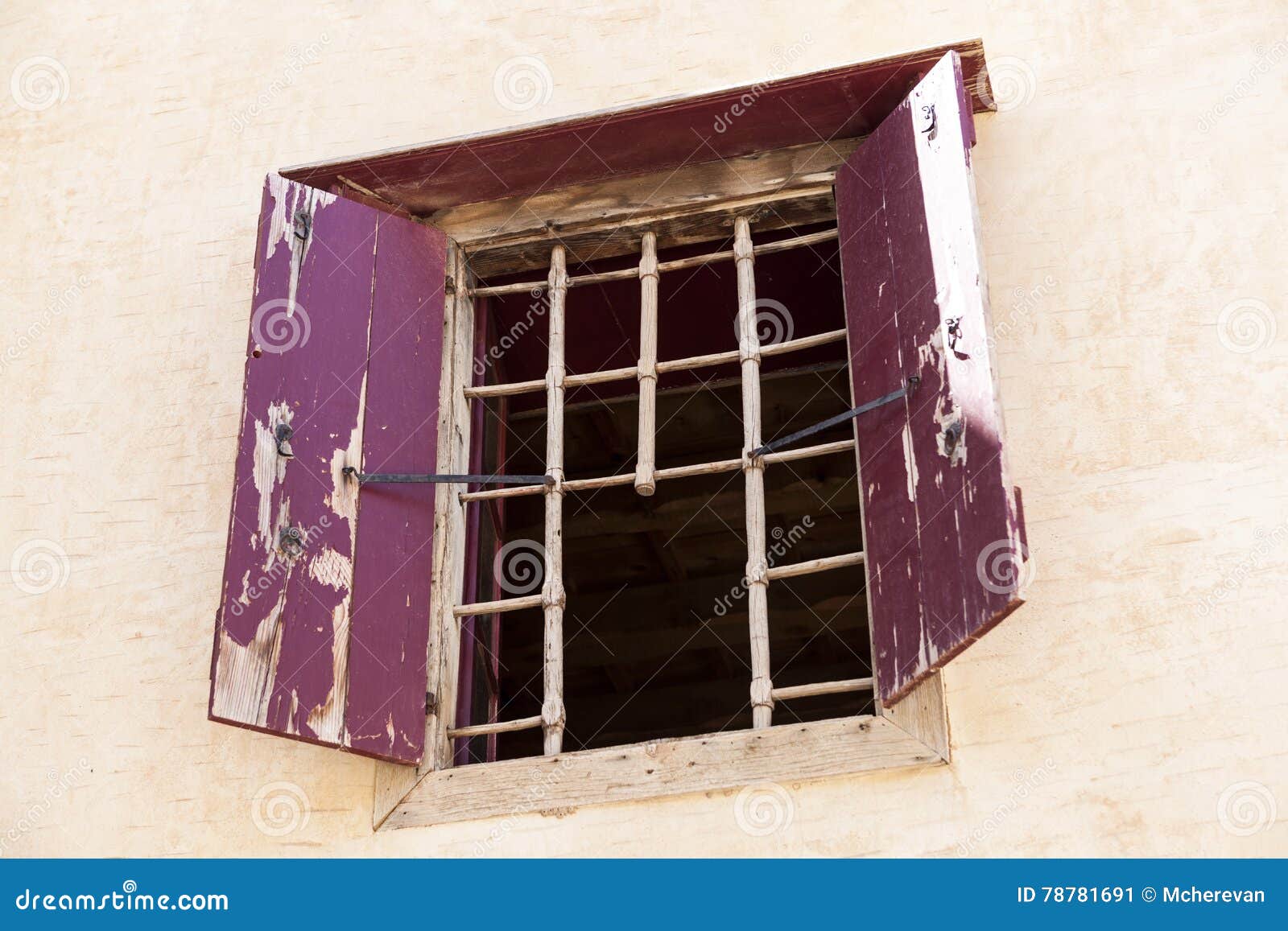 The Wall of the Old Prison Open Window with Bars on the Escape of ...