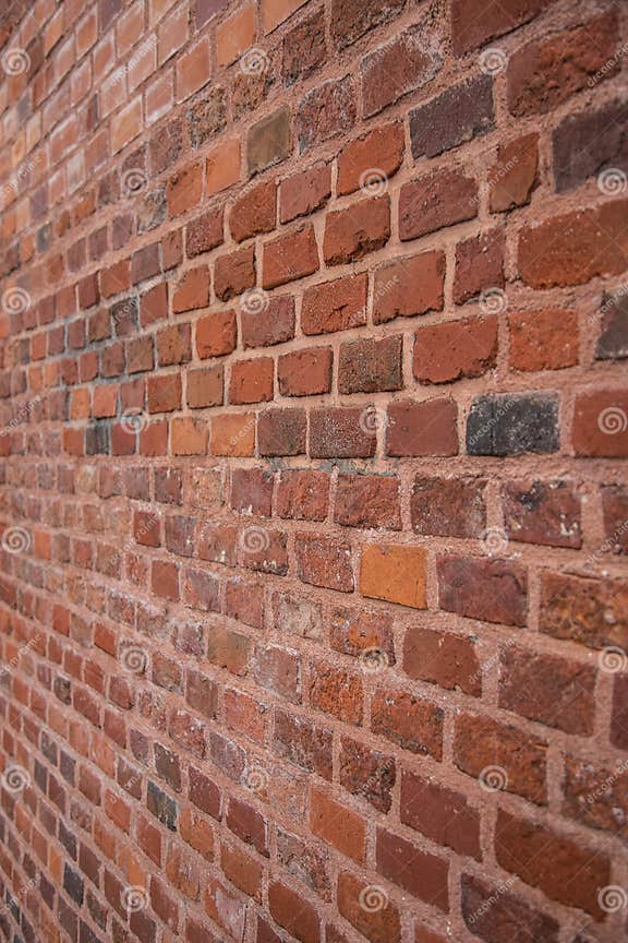 Wall from Old Red Brick Side View Stock Image - Image of masonry ...