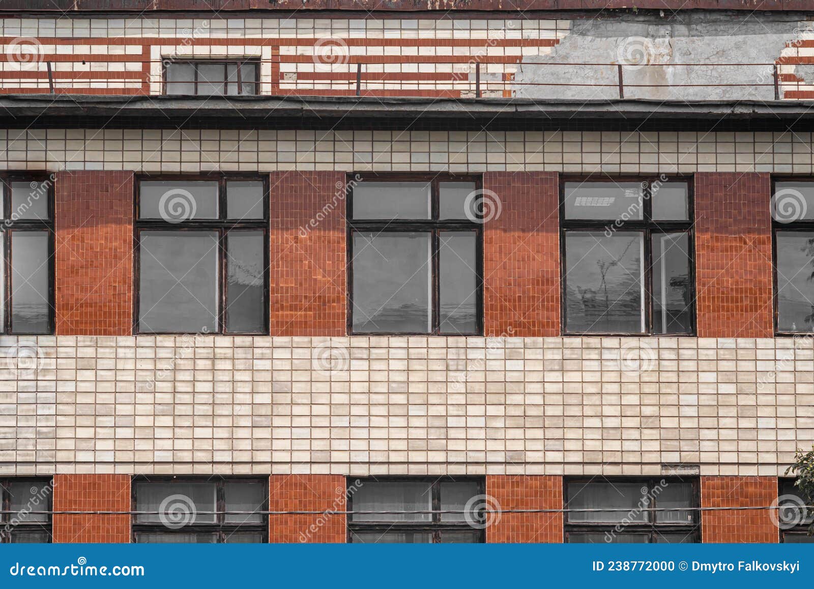 The Wall of an Old Soviet House, Lined with Ceramic Tiles with Large ...