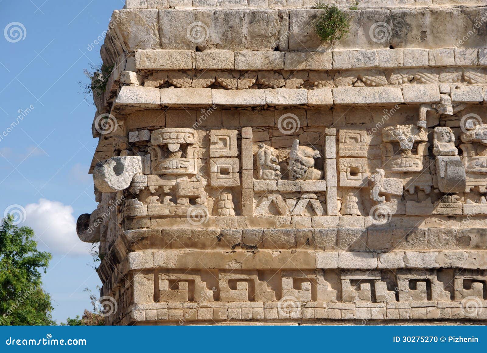Chichen Itza temple stock photo. Image of wall, signs - 30275270