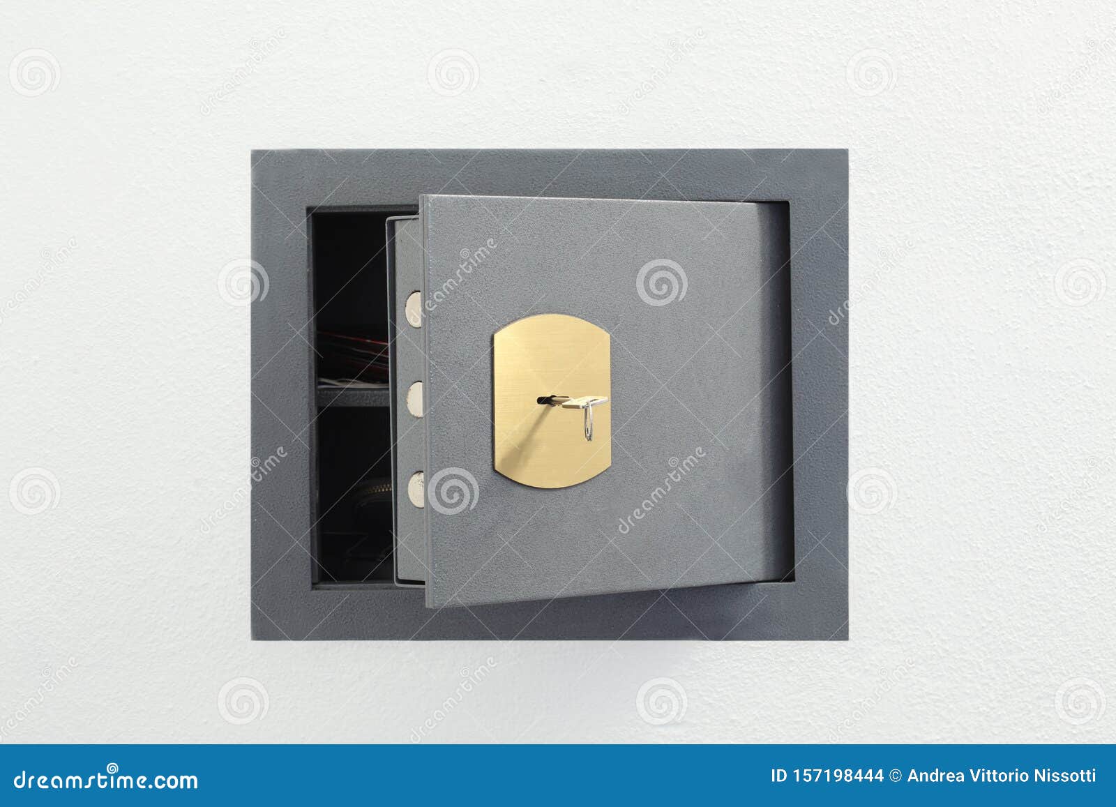 Wall Open Safe Box on White Background with Copy Space for Your Text ...